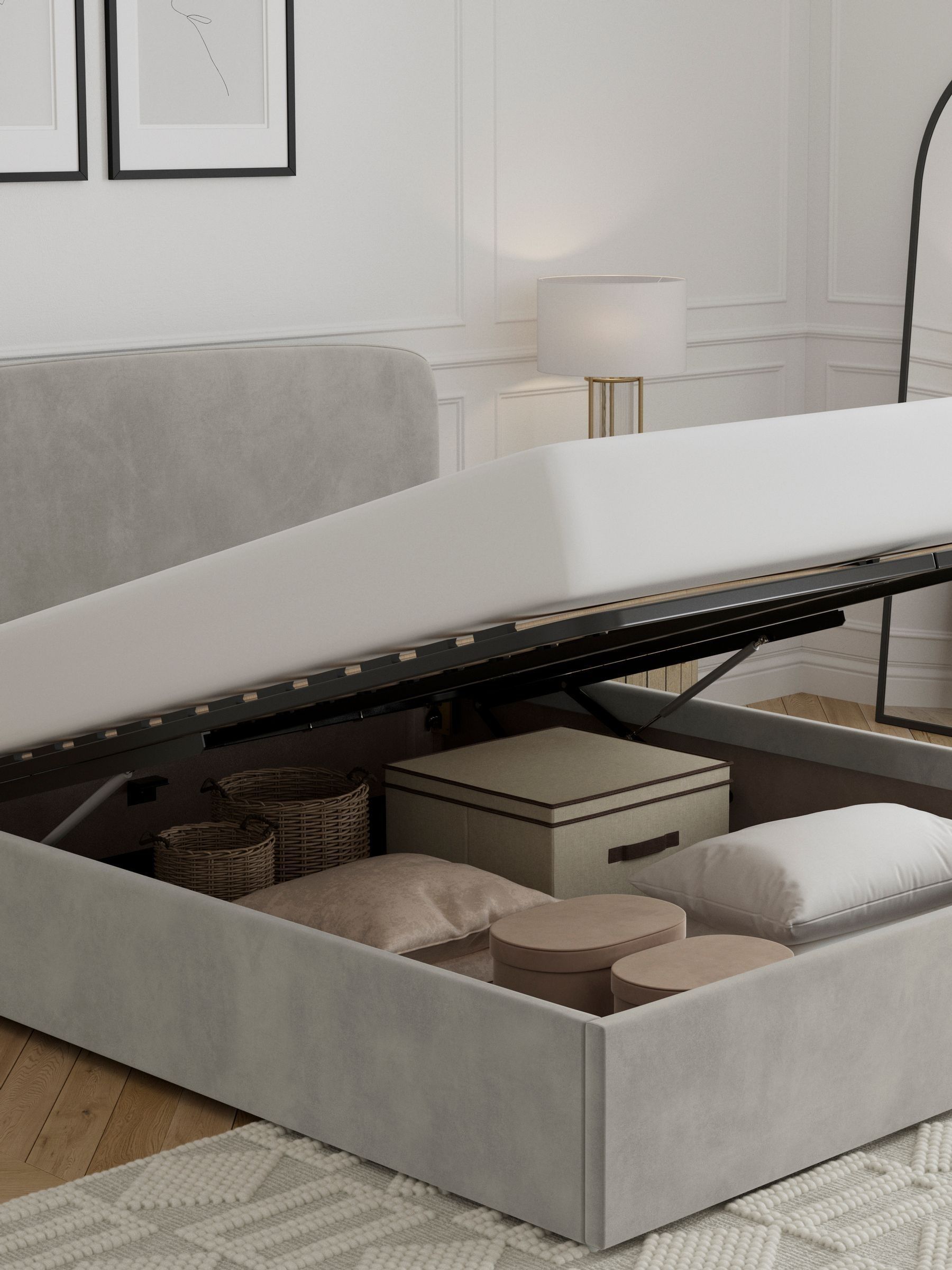 Buy Grey Light Opulent Velvet Matson Upholstered Bed Ottoman Storage ...