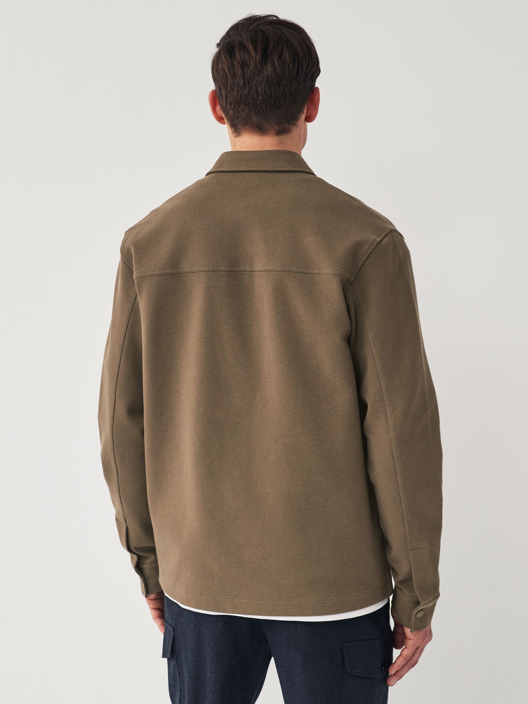 Buy Brown Jersey Twill Popper Shacket from the Next UK online shop