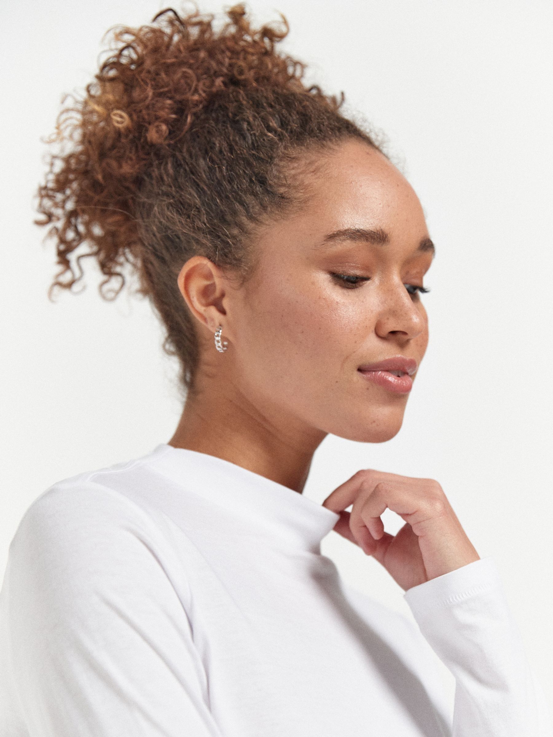 Buy White High Neck Long Sleeve 100% Cotton Top from the Next UK online ...