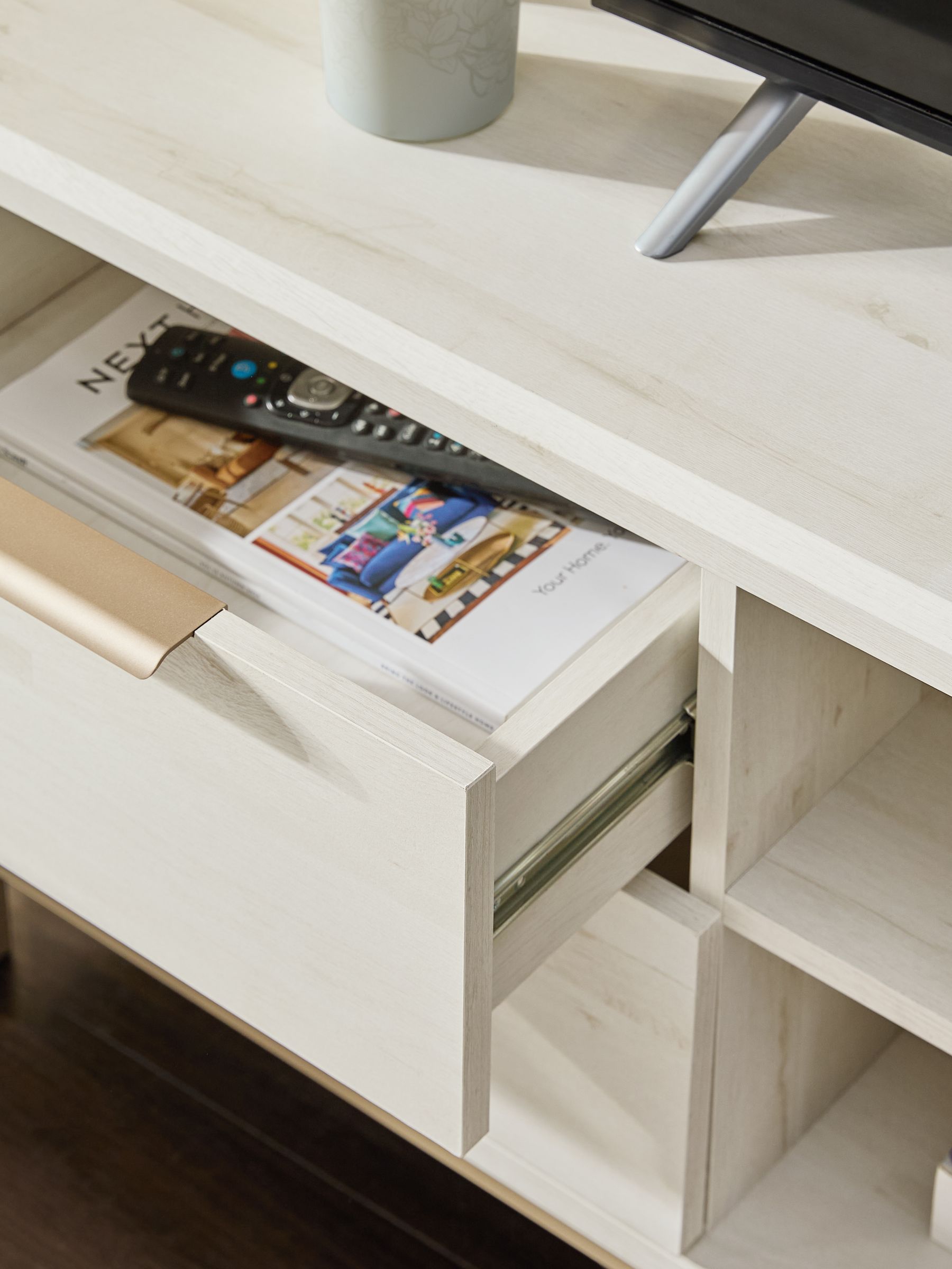 Buy White Bronx Up to 65 inch, Slim Oak Effect Slim TV Unit from the ...