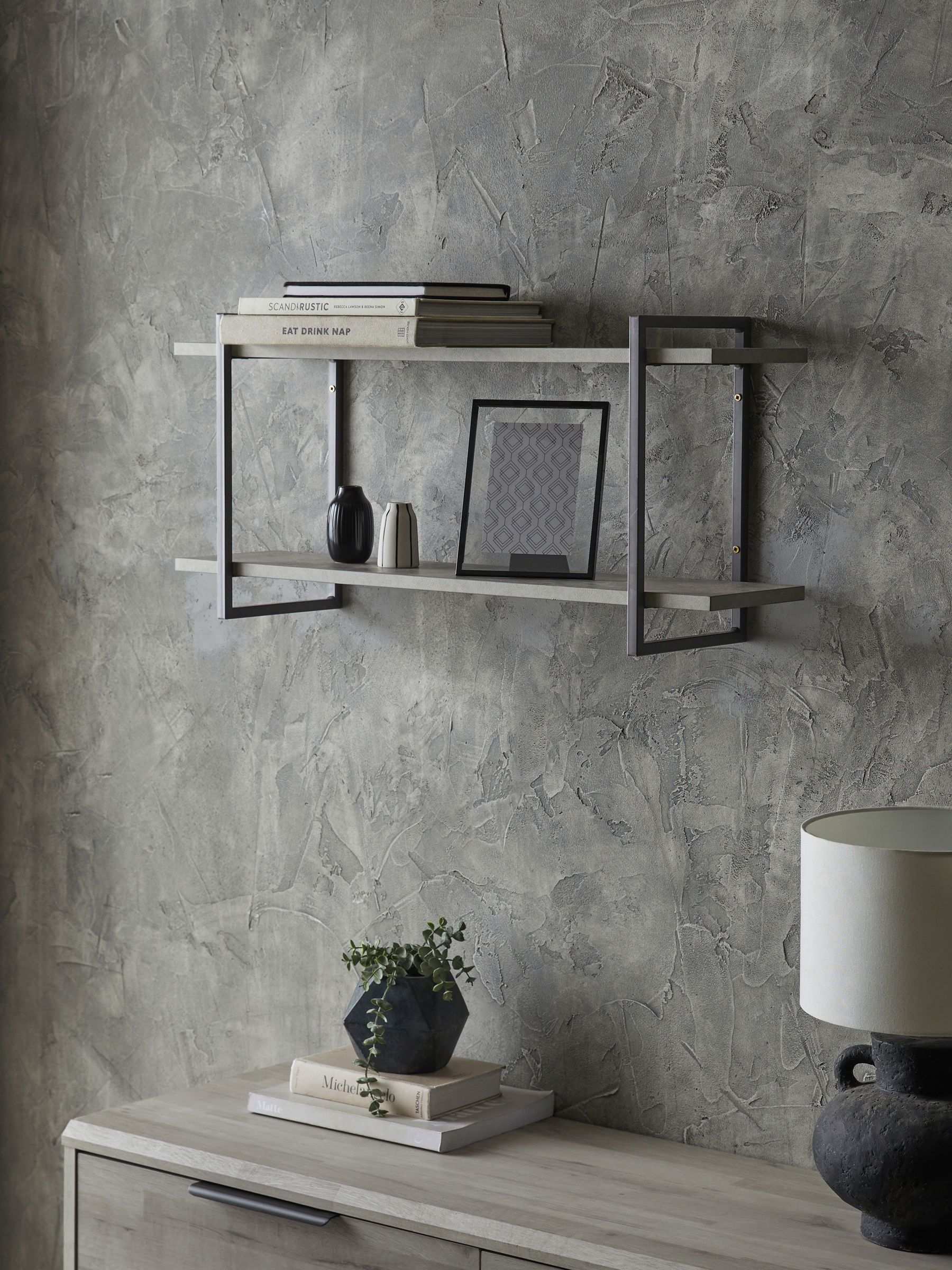 Buy Grey Bronx 2 Tier Wide Wall Shelves from Next United Arab Emirates