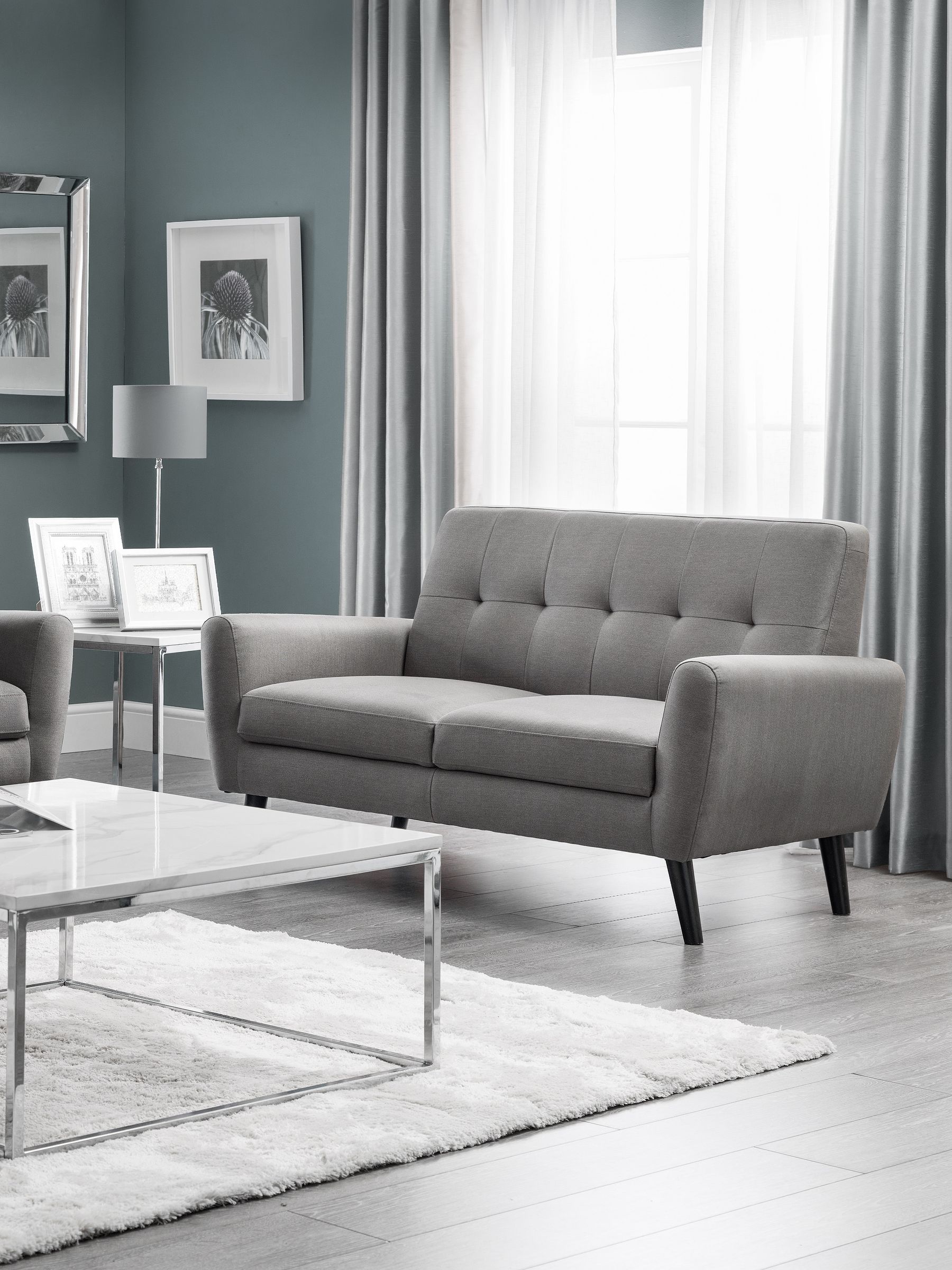 Buy Julian Bowen Grey Monza Compact Retro 2 Seater Sofa from the Next ...
