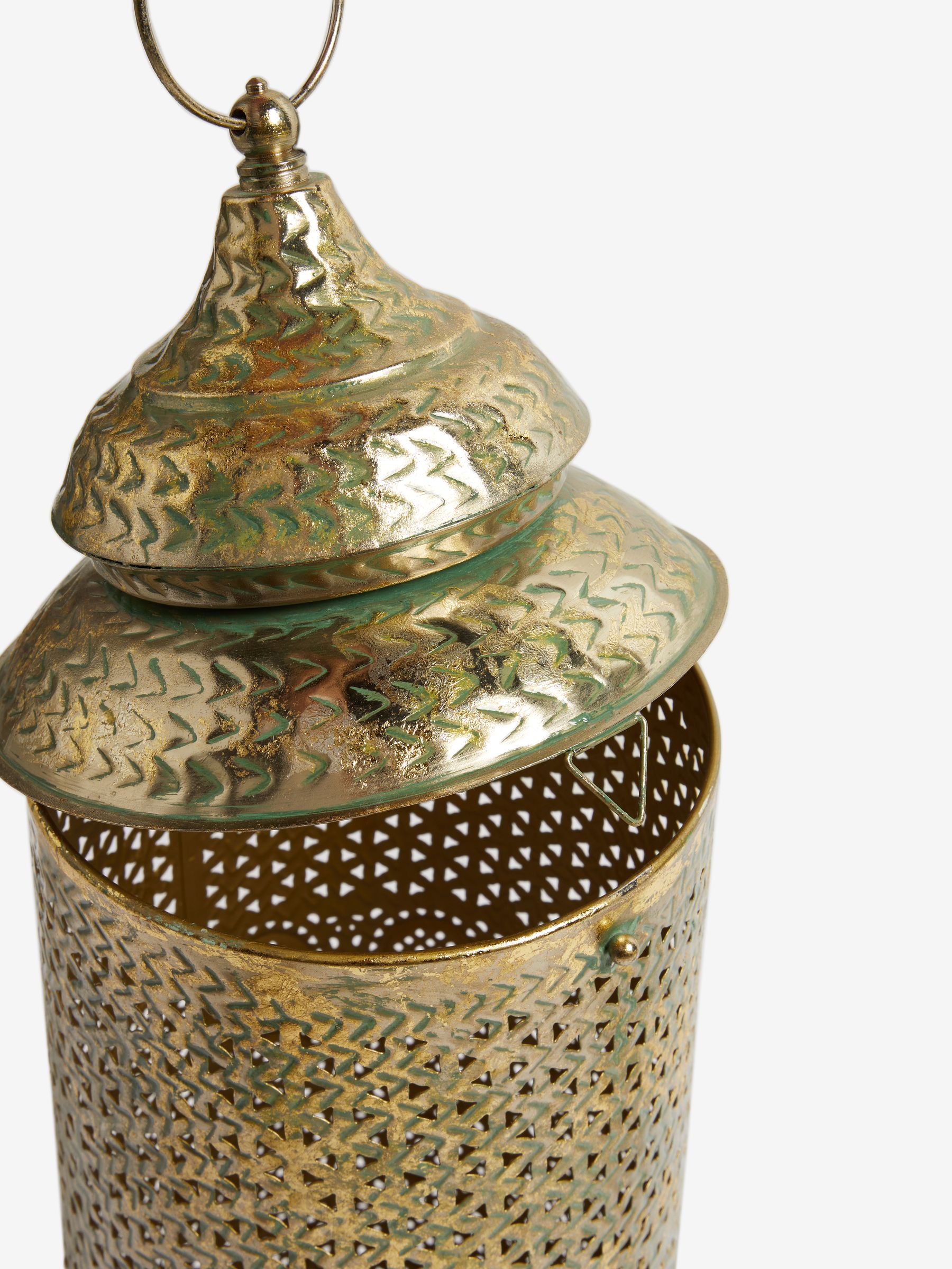 Buy Gold Extra Large Patterned Cutout Metal Lantern from the Next UK ...