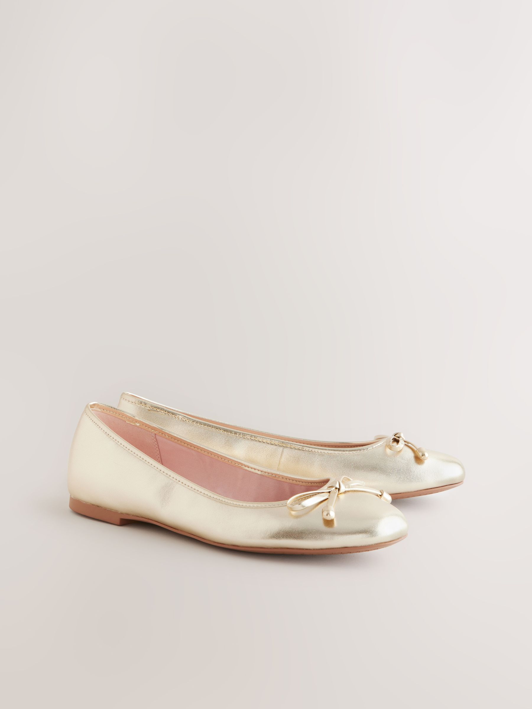 Buy Gold Forever Comfort® Round Toe Leather Ballerina Shoes from the ...