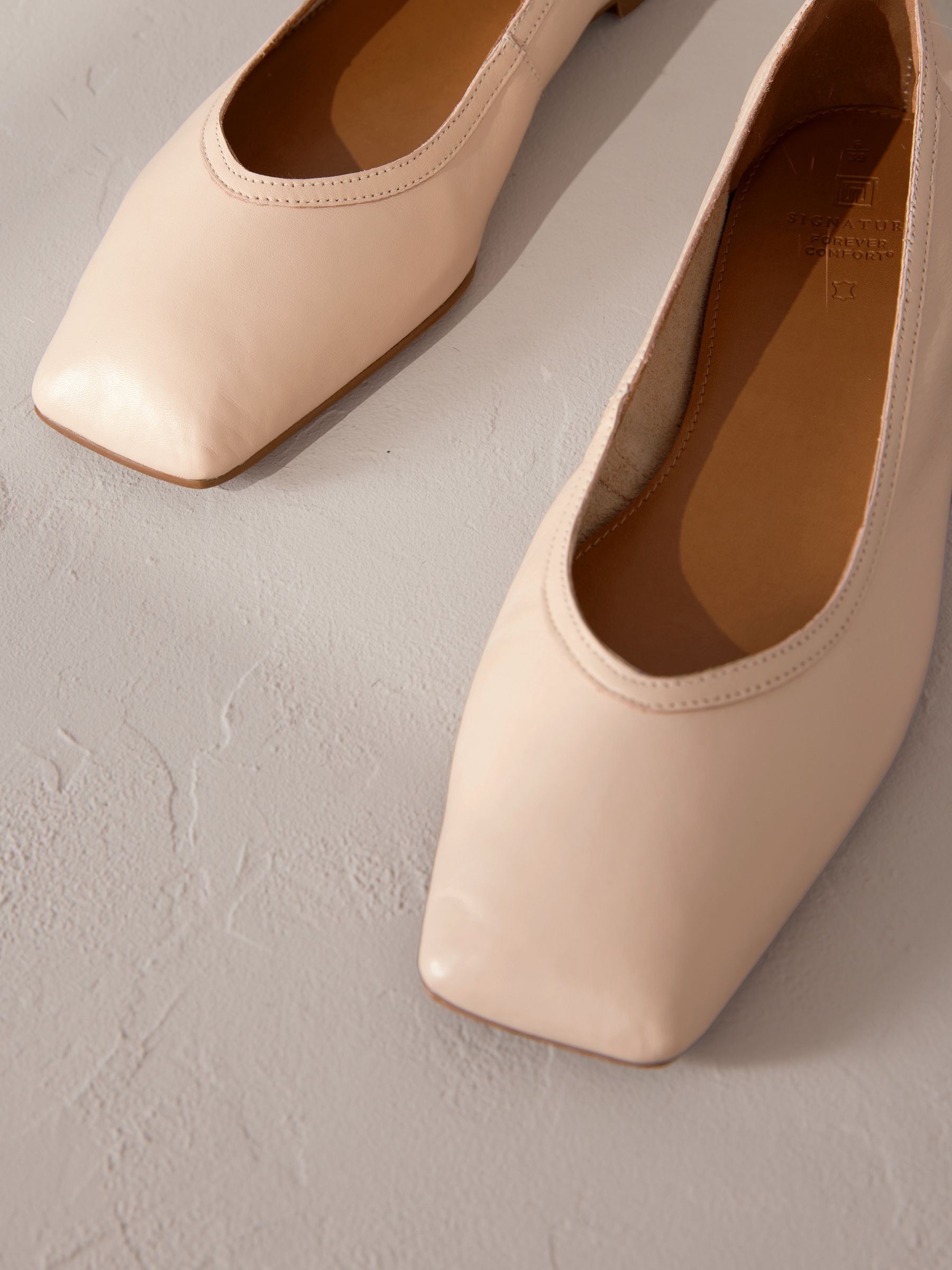 Buy Bone Signature Square Toe Leather Ballerinas from the Next UK ...