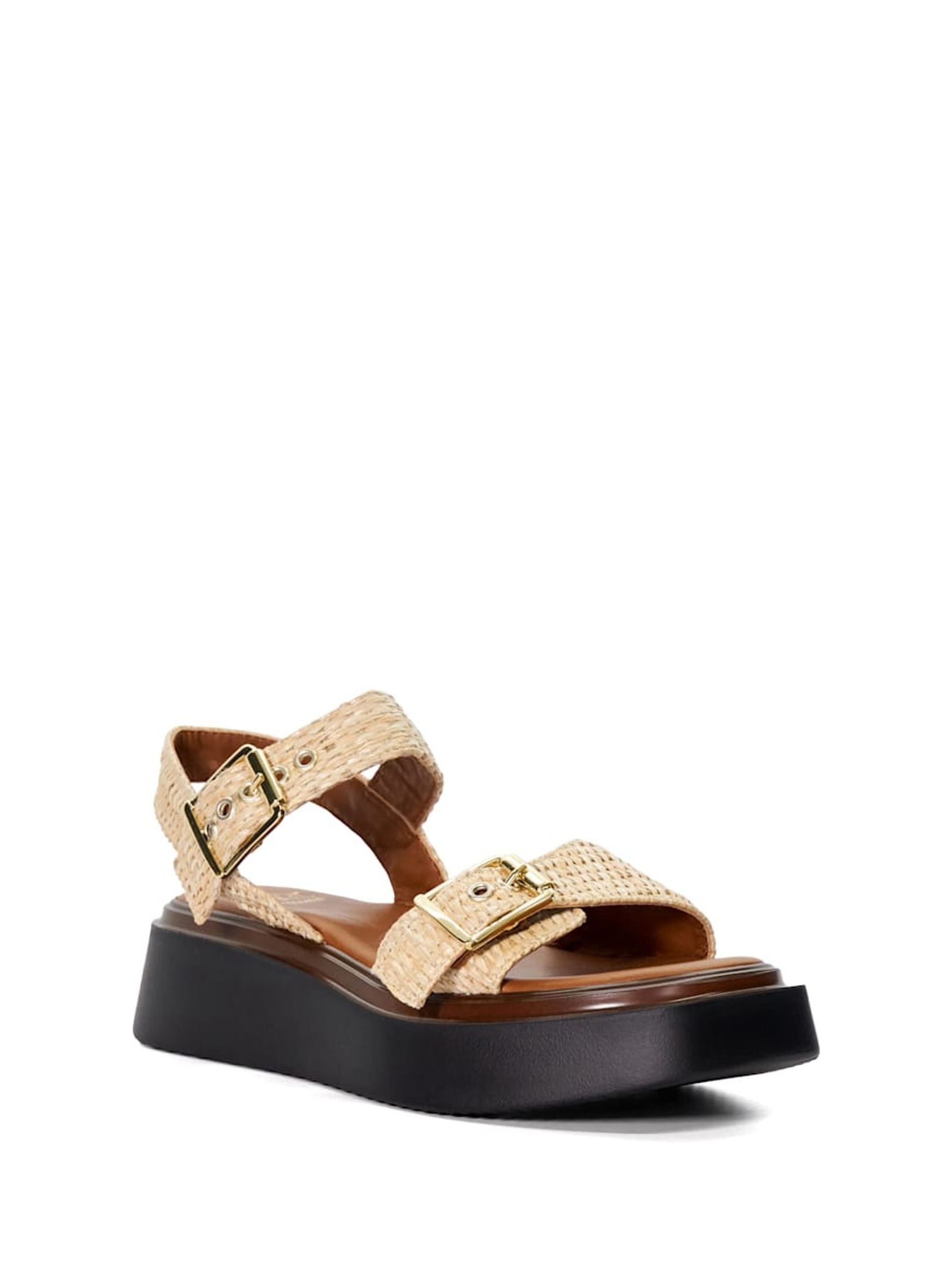 Buy Dune London Natural Chrome Loells Buckle Flatform Sandals from the ...