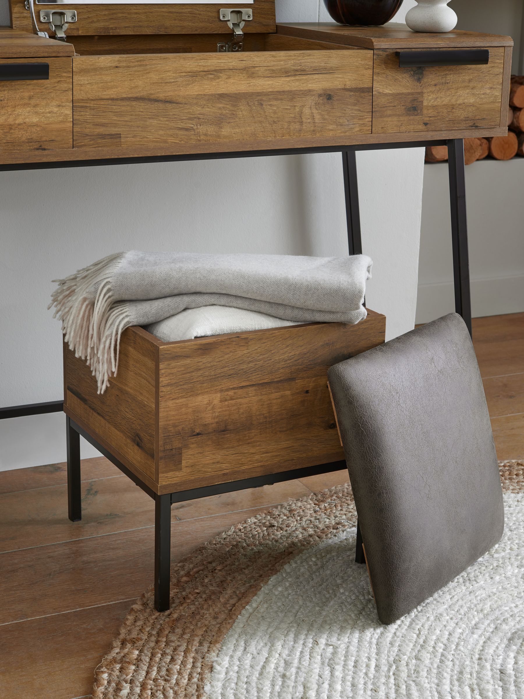 Buy Oak Effect Bronx Storage Footstool from the Next UK online shop