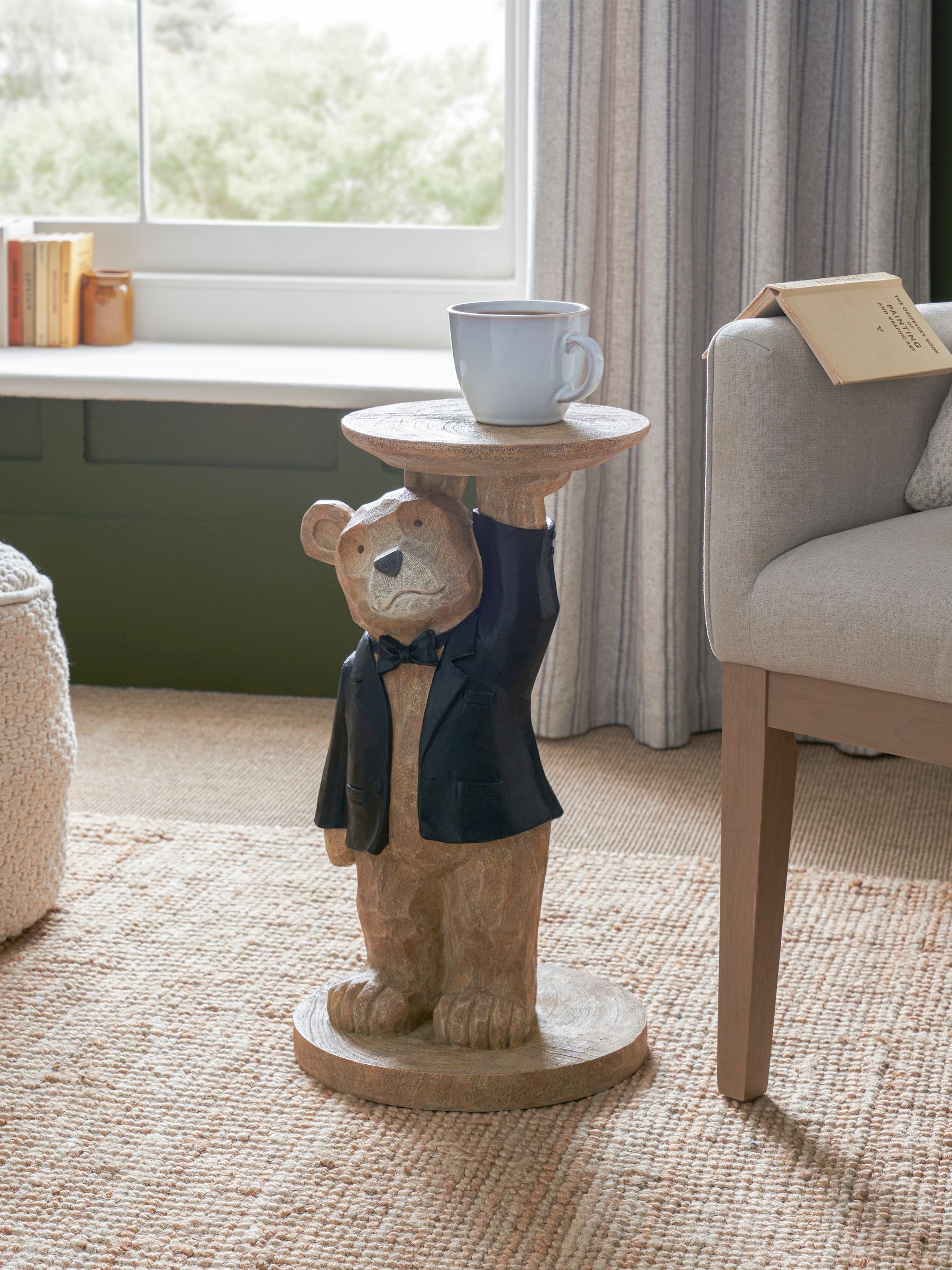 Buy Black Butler Bertie Bear Resin Side Table Suitable For Outdoor Use ...