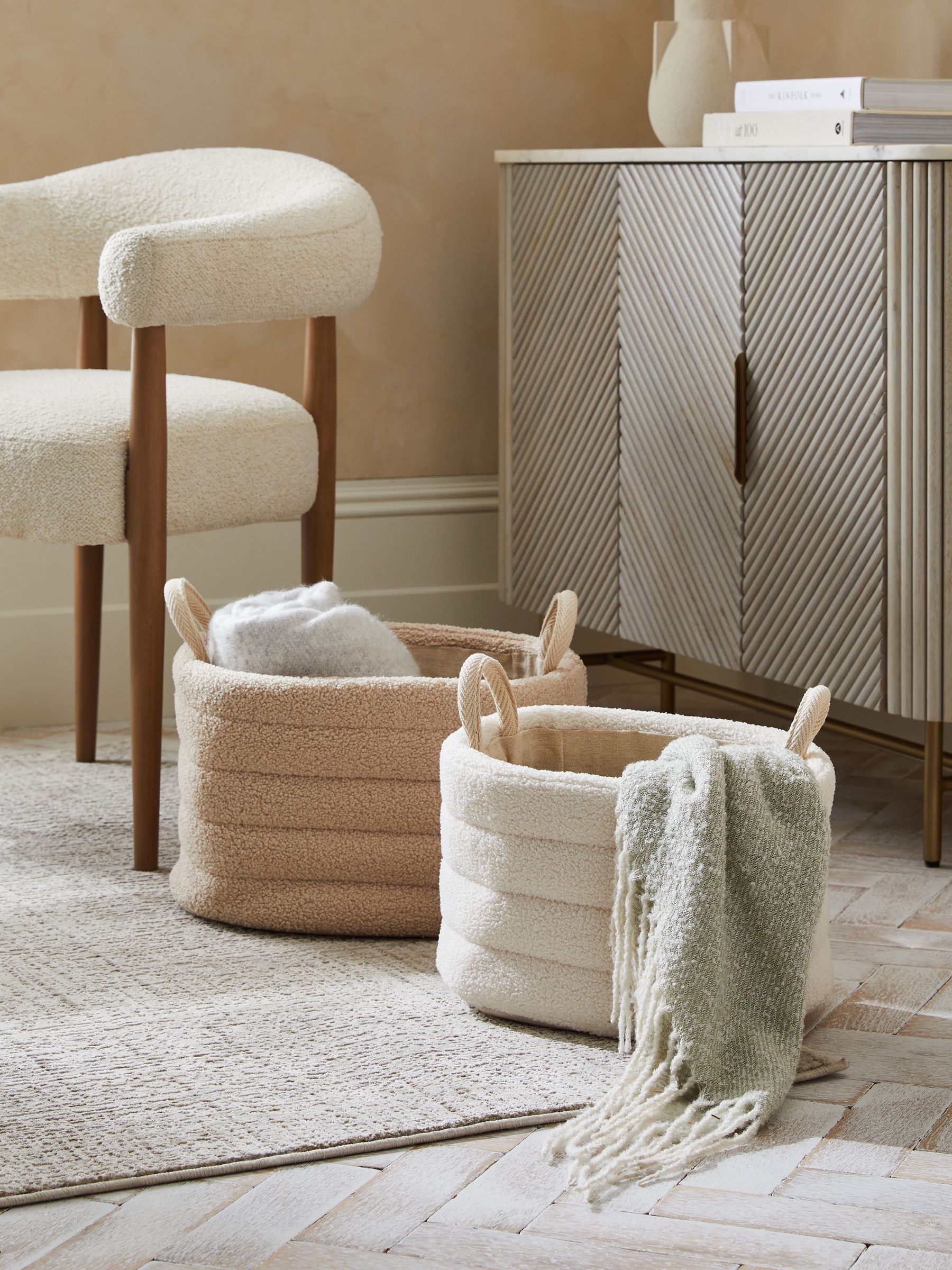 Buy Set of 2 Natural and Cream Boucle Storage Baskets from the Next UK ...