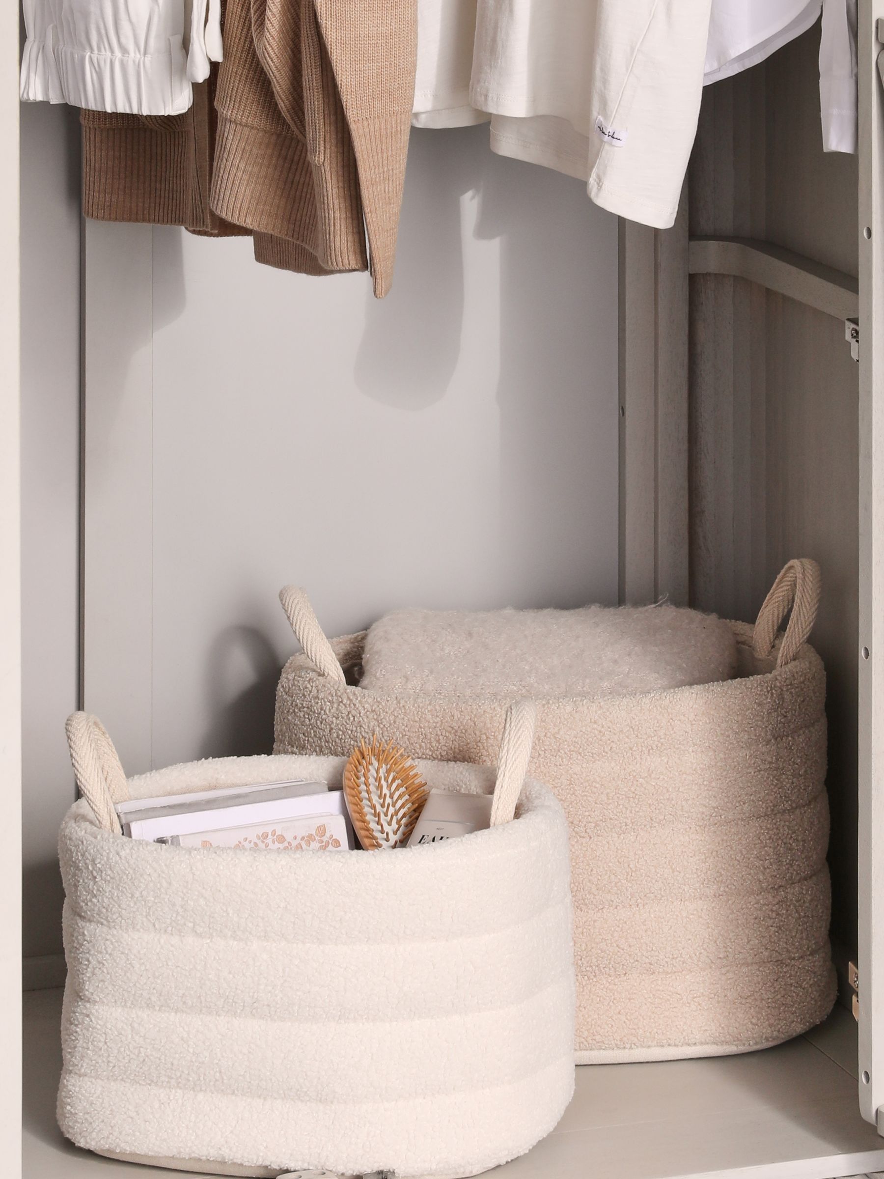 Buy Set of 2 Natural and Cream Boucle Storage Baskets from Next United ...