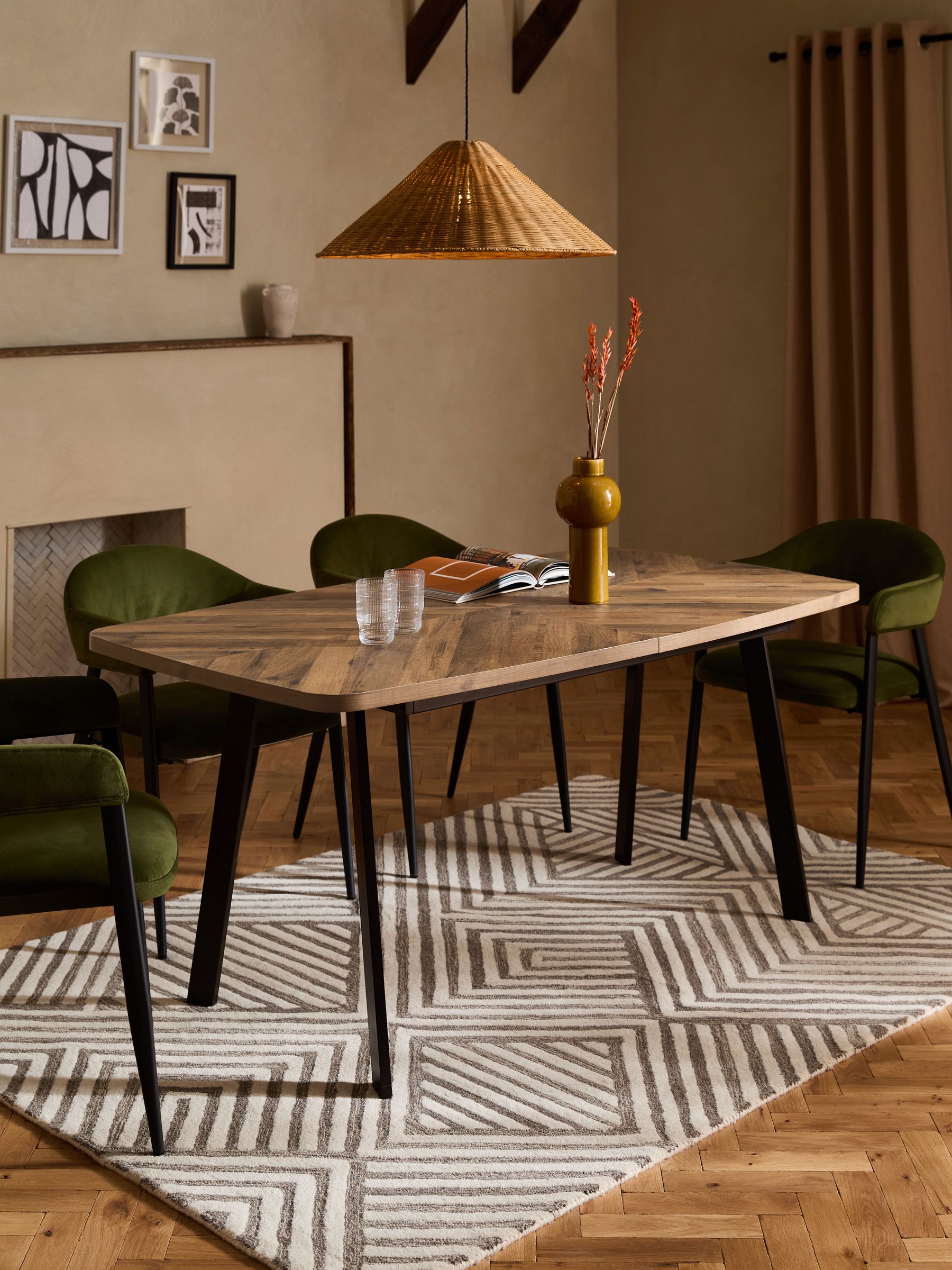 Buy Dark Bronx Herringbone Oak Effect 6 to 8 Seater Extending Dining ...