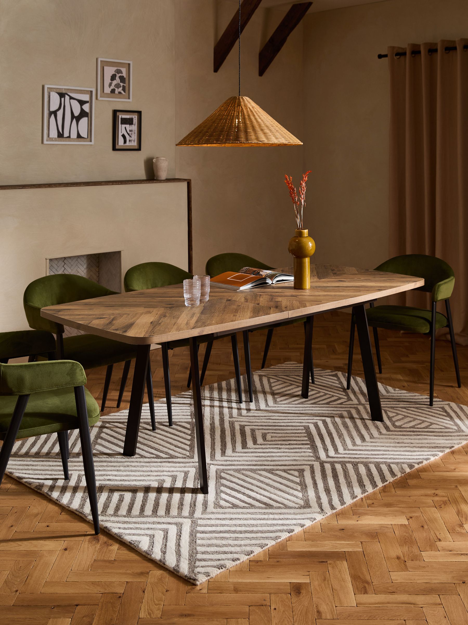 Buy Dark Bronx Herringbone Oak Effect 6 to 8 Seater Extending Dining ...
