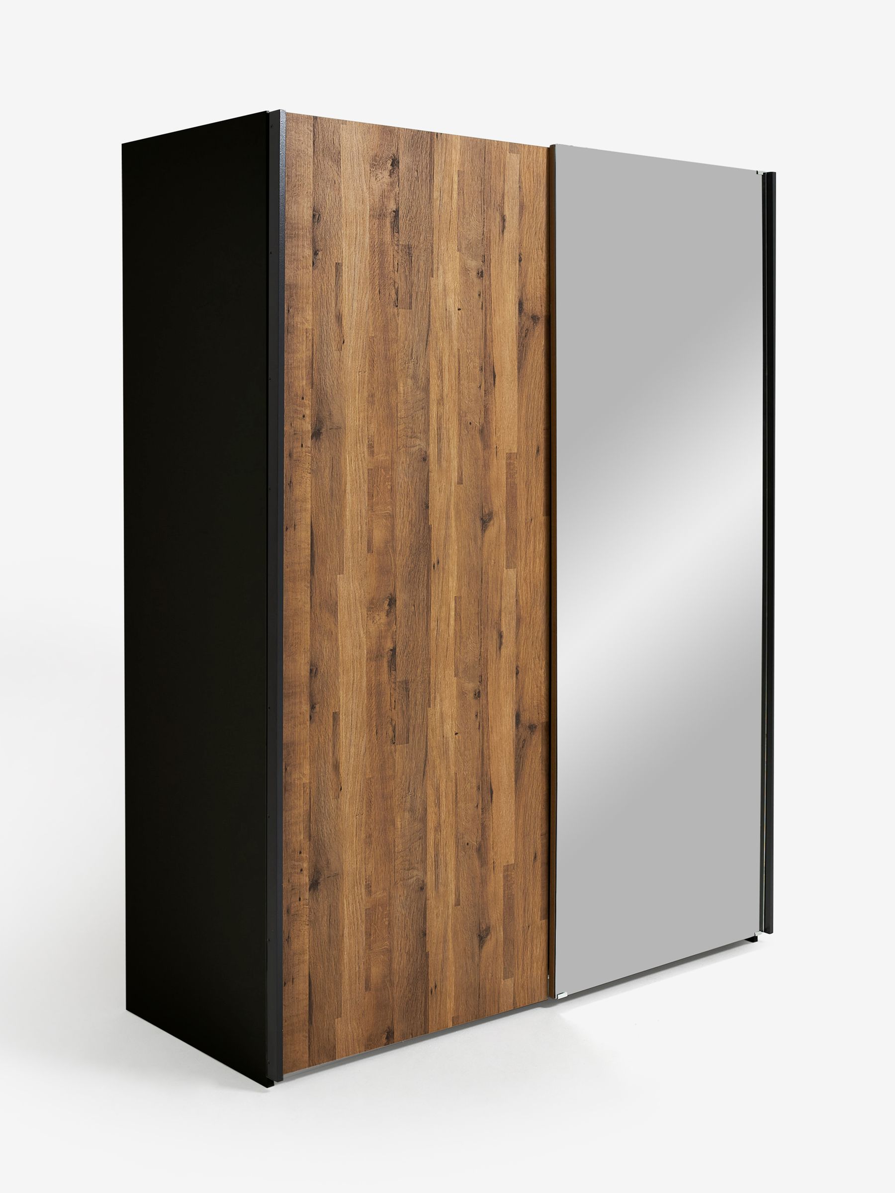 Buy Dark Bronx Oak 1.5m Sliding Effect Semi Fitted Mirrored Wardrobe ...