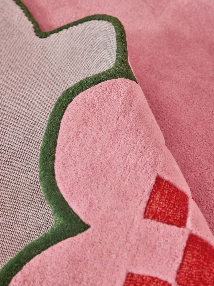 Buy Eleanor Bowmer Pink Scallop Checkerboard Wool Tufted Rug from Next ...