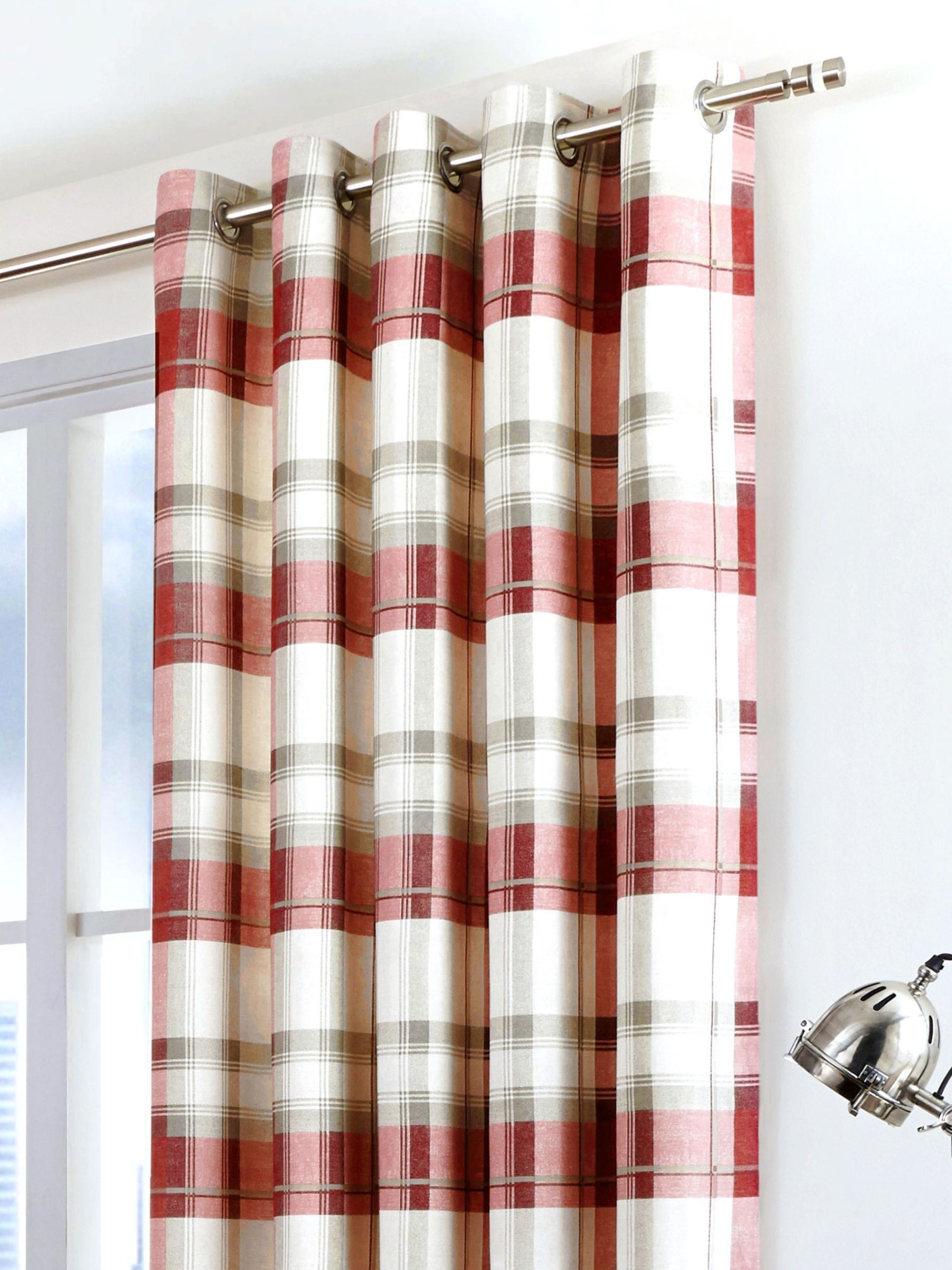 Buy Fusion Red Balmoral Check Eyelet Curtains from the Next UK online shop