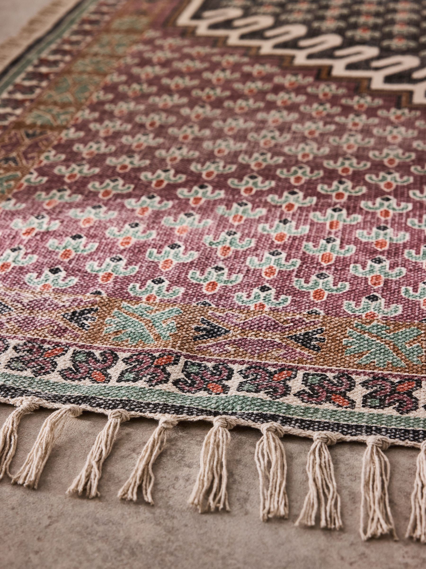 Buy French Connection Pink Poppyfield Printed Flatweave Rug from the ...