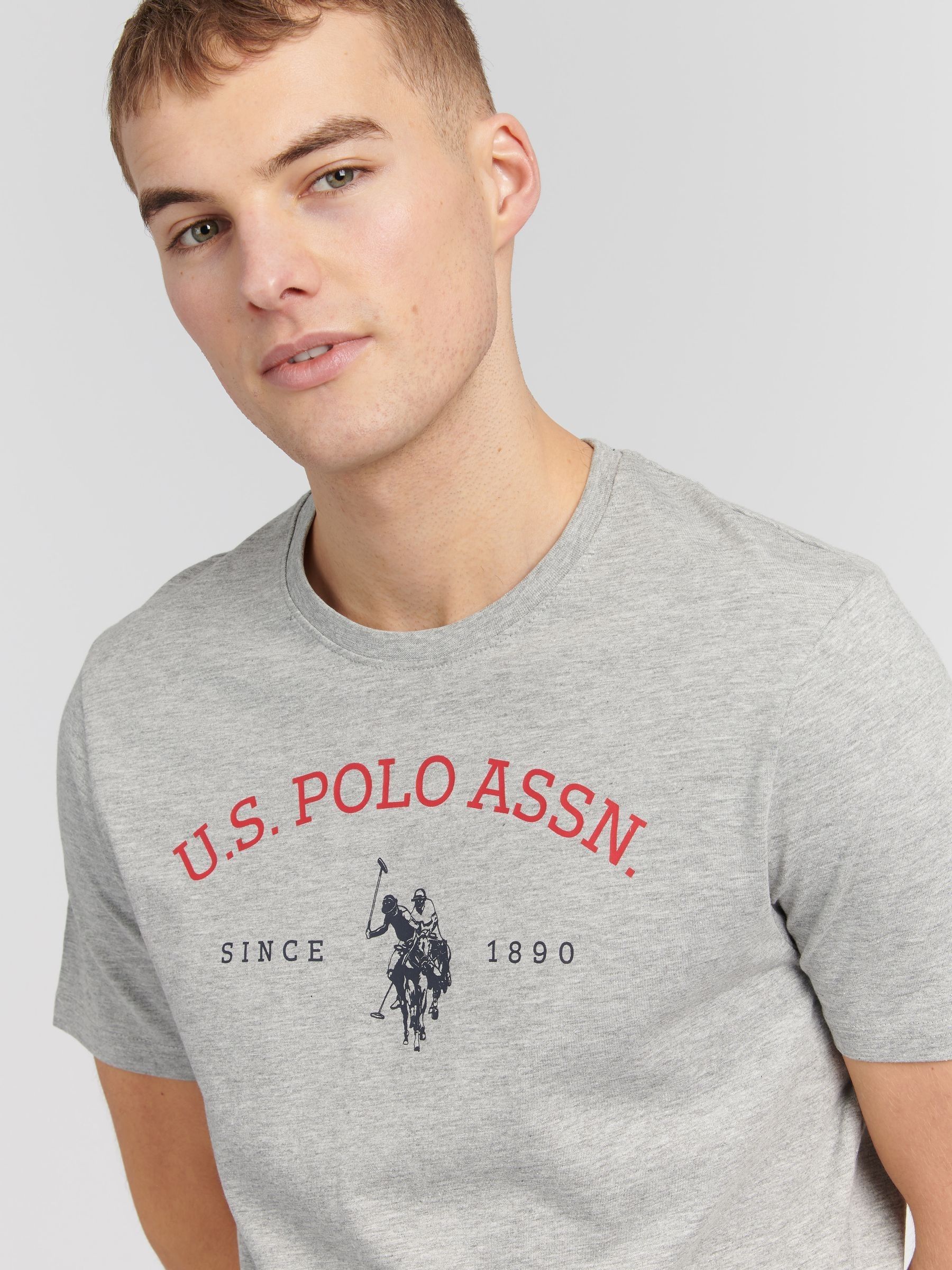 Buy U.S. Polo Assn. Vintage Grey Heather Graphic T-Shirt from the Next ...