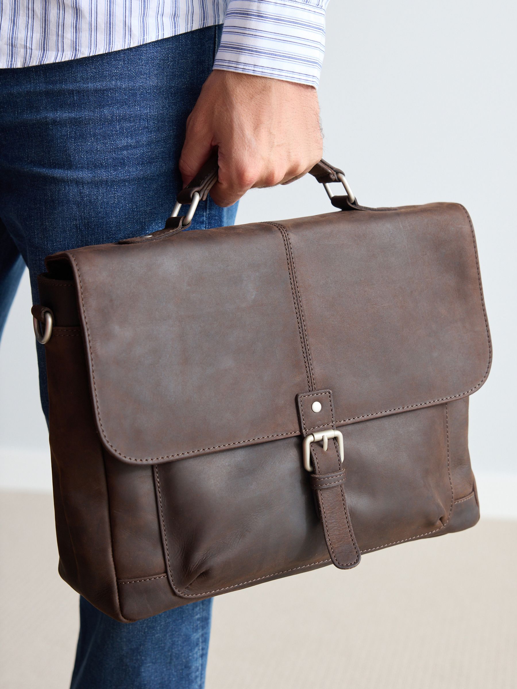 Buy Brown Signature Oily Leather Briefcase Bag from the Next UK online shop