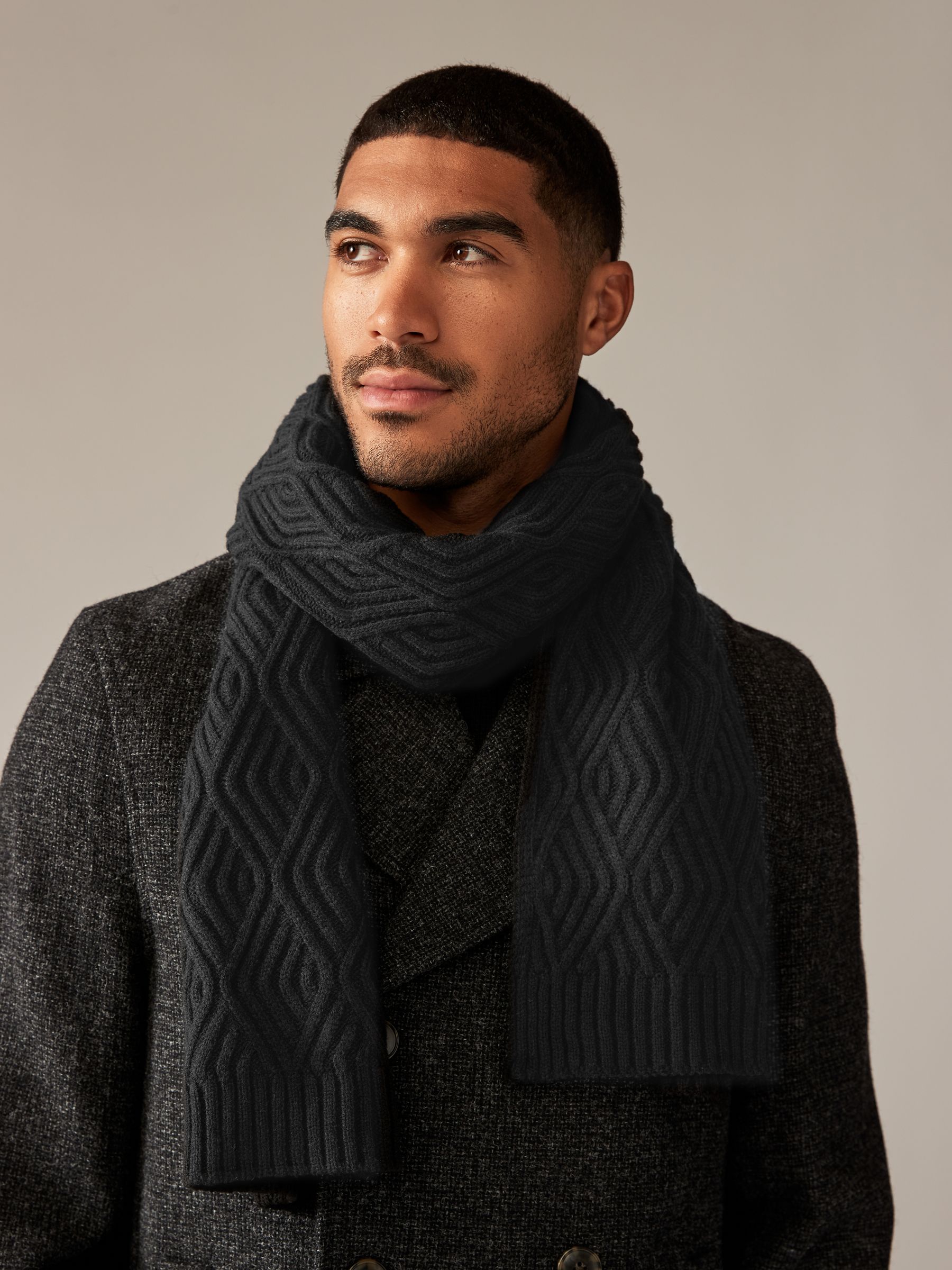 Buy Black Cable Knitted Scarf from Next Saudi Arabia
