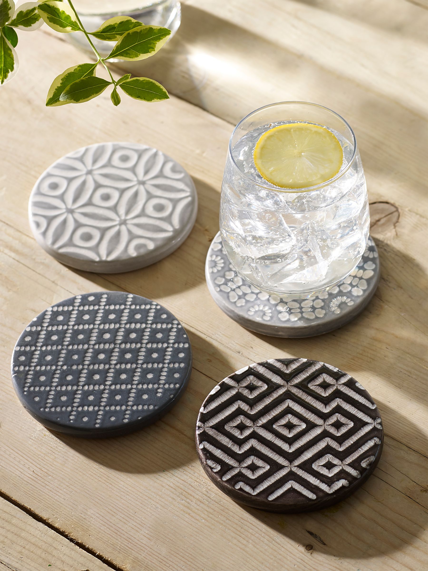 Buy Set of 4 Grey Geo Ceramic Coasters from Next Australia