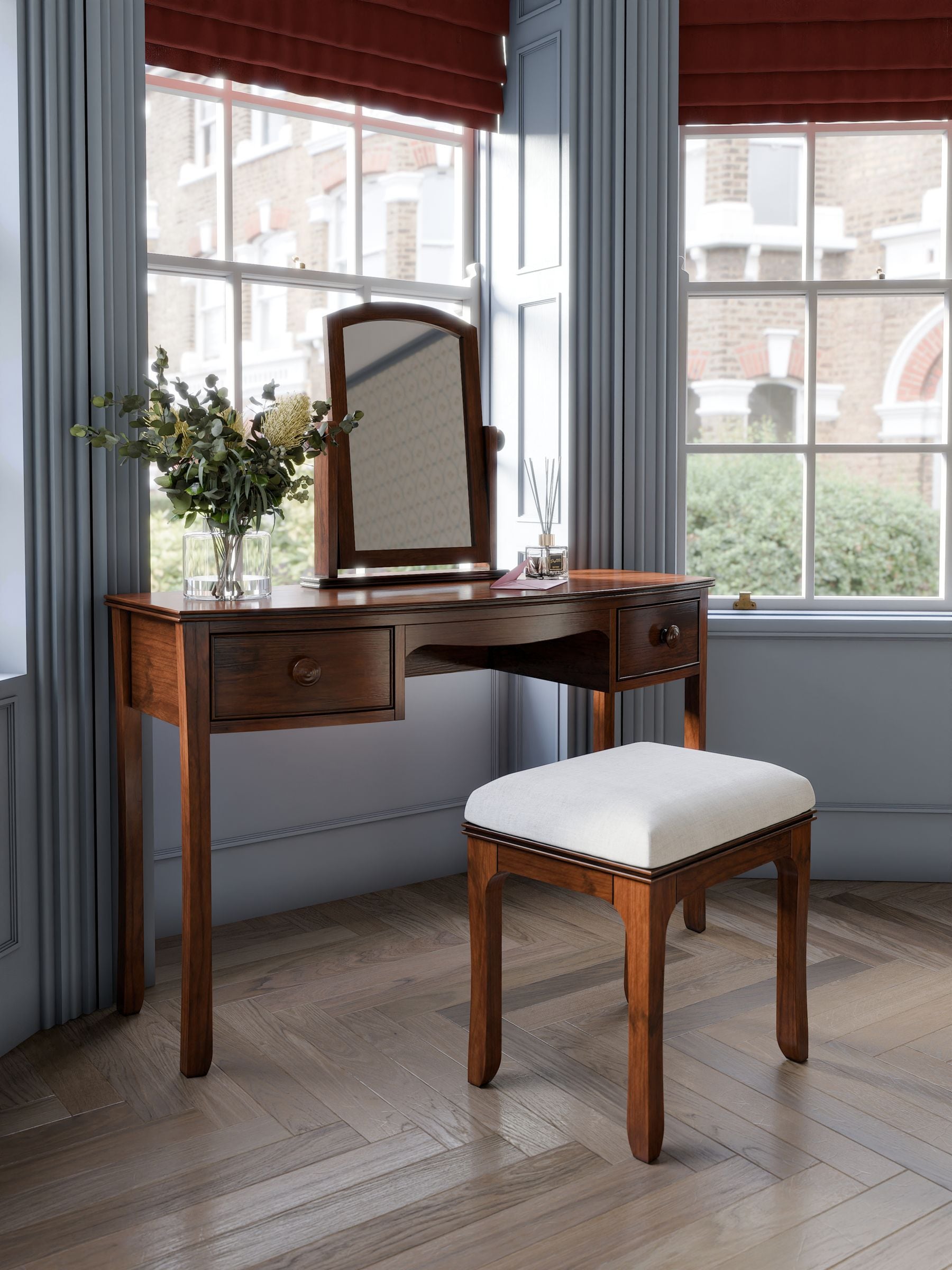 Buy Laura Ashley Dark Broughton 2 Drawer Dressing Table Set from the ...