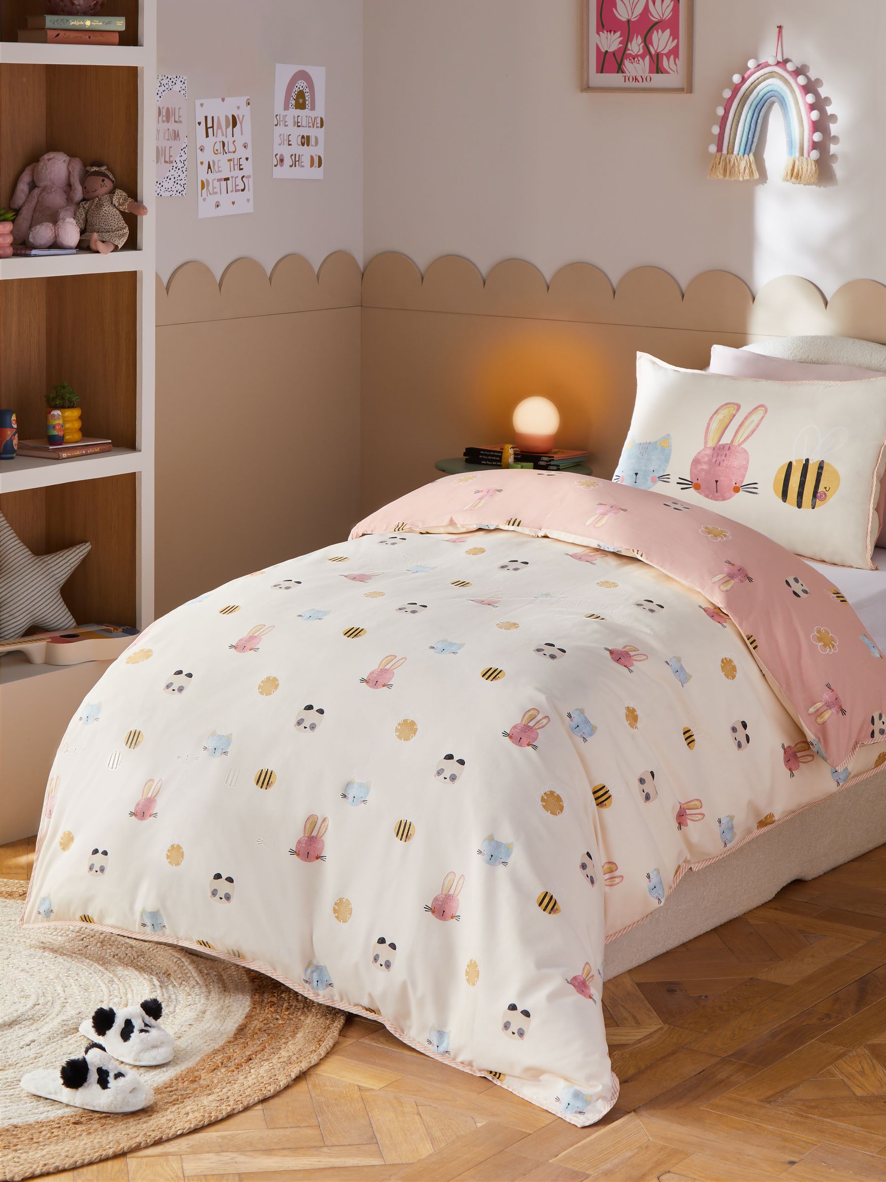NEXT Natural Panda Jungle Printed Polycotton Duvet Cover and Pillowcase Bedding Set Single Adult