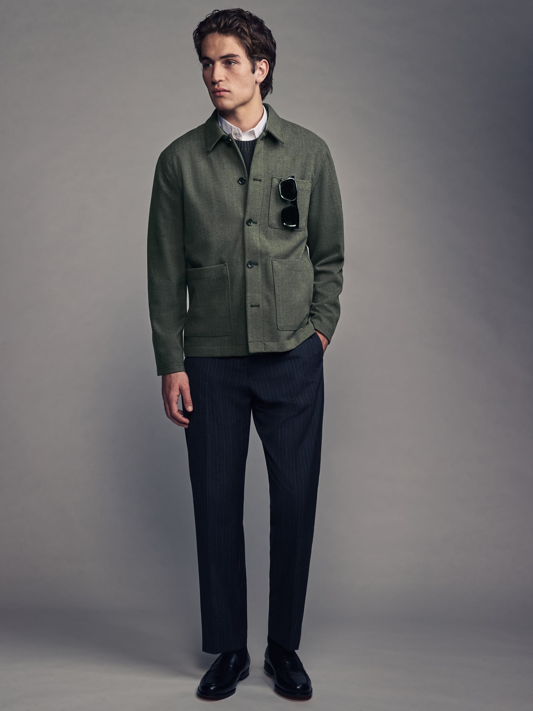Buy Khaki Green Smart Herringbone Shacket from the Next UK online shop