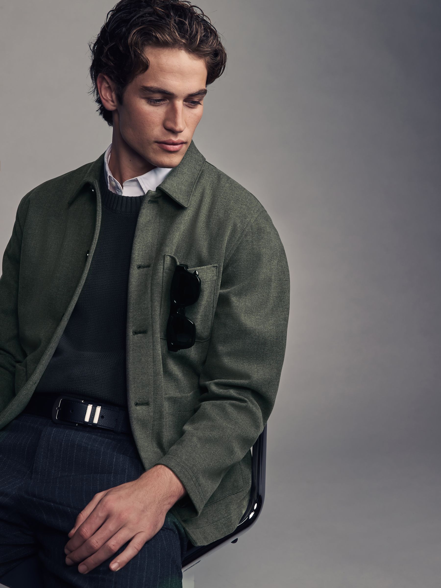 Buy Khaki Green Smart Herringbone Shacket from the Next UK online shop