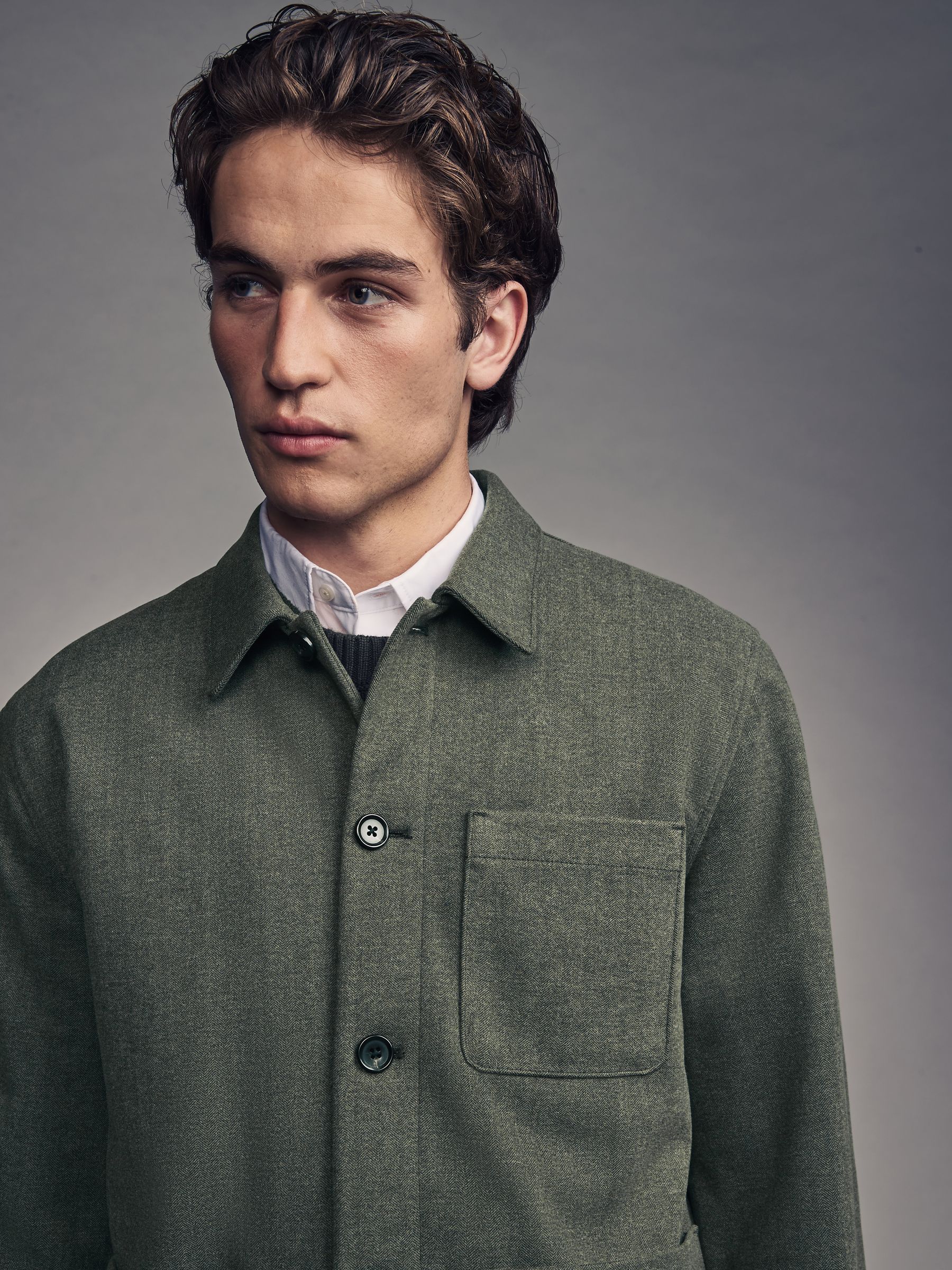Buy Khaki Green Smart Herringbone Shacket from the Next UK online shop