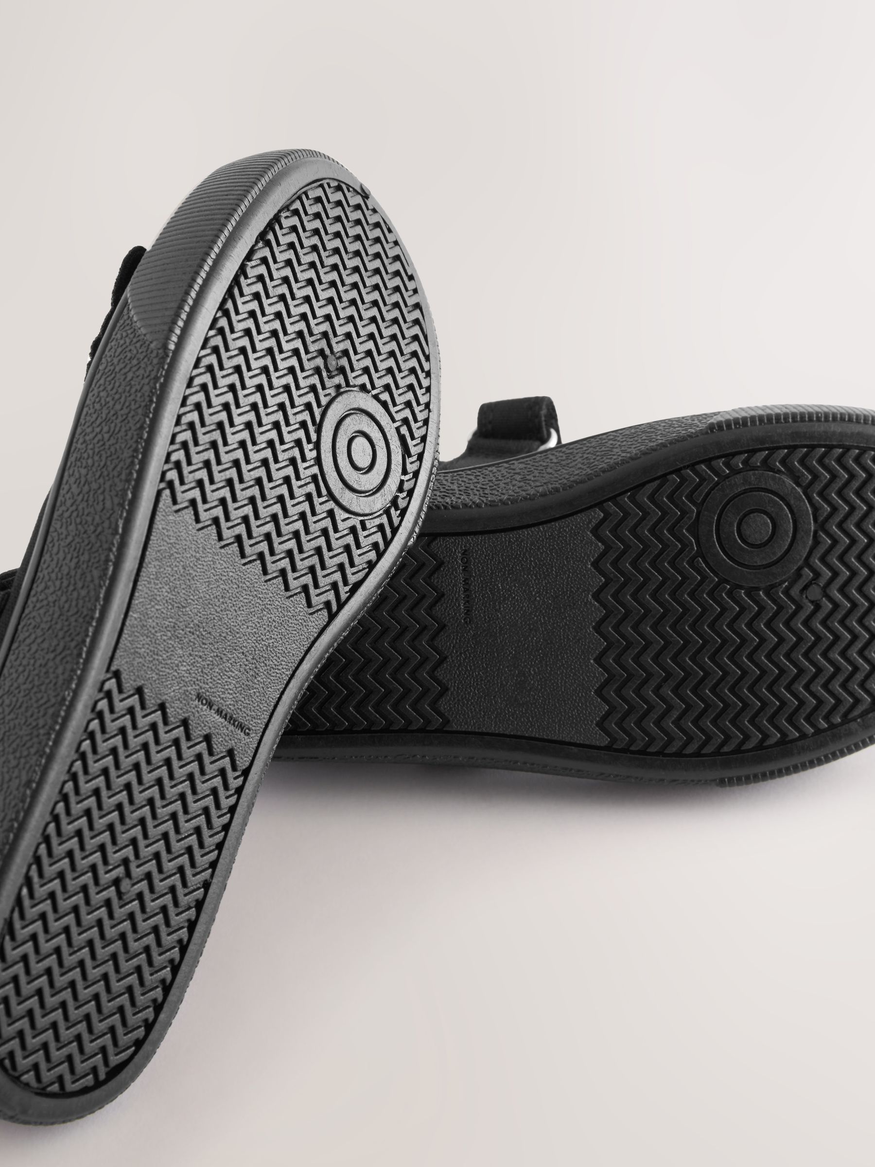 Buy Black Standard Fit (F) Butterfly Embroidered School Plimsoll Shoes ...