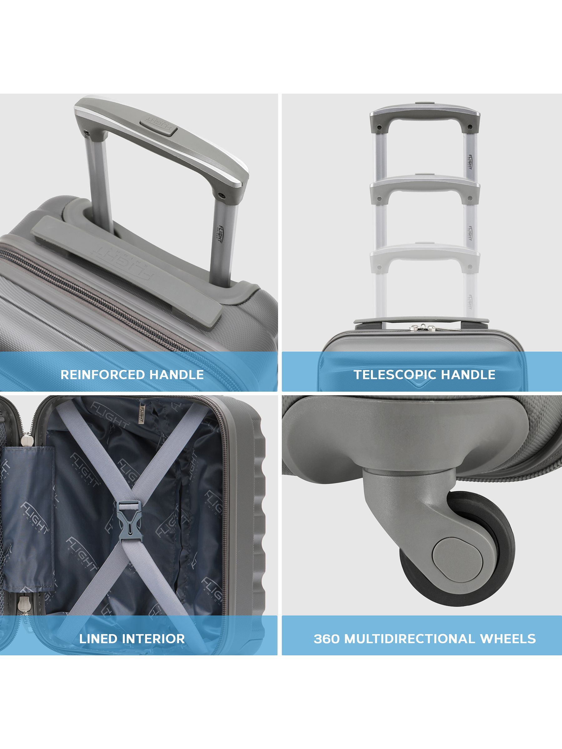 Buy Flight Knight Lightweight 4 Wheel ABS Hard Case Cabin Carry On Hand ...