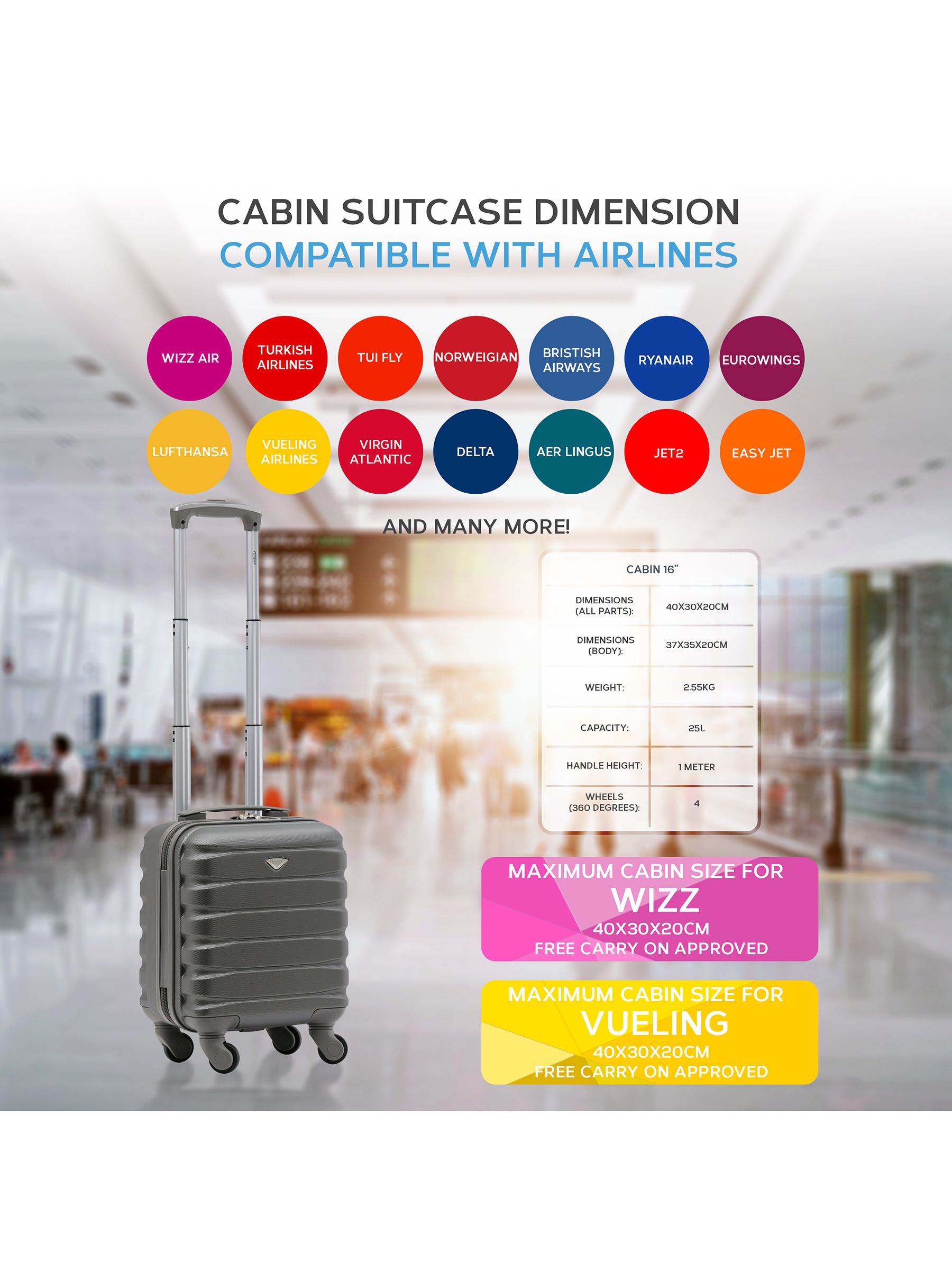 Buy Flight Knight Lightweight 4 Wheel ABS Hard Case Cabin Carry On Hand ...