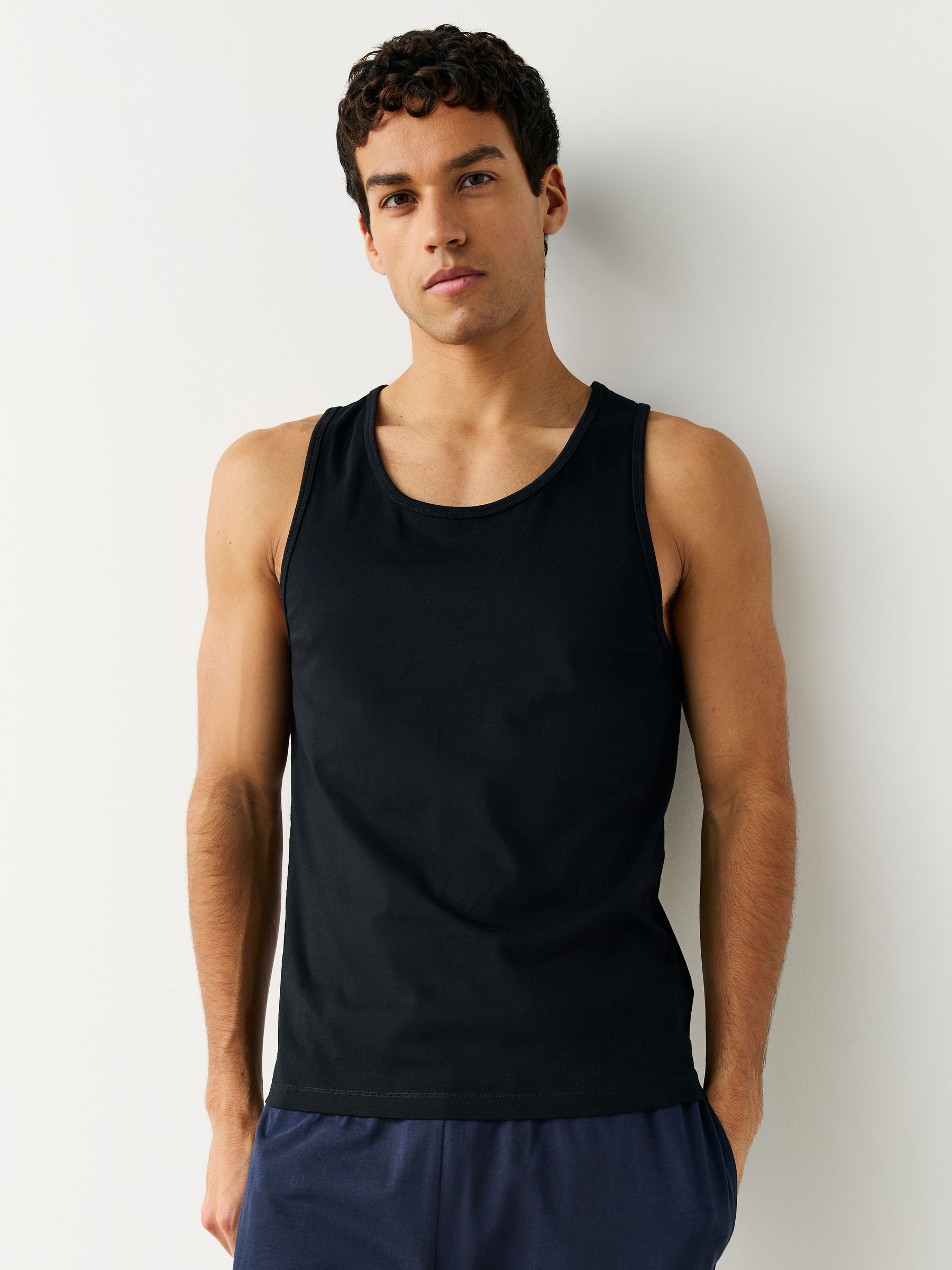 Buy Black Pure 100% Cotton Layering Vests 2 Pack from the Next UK ...