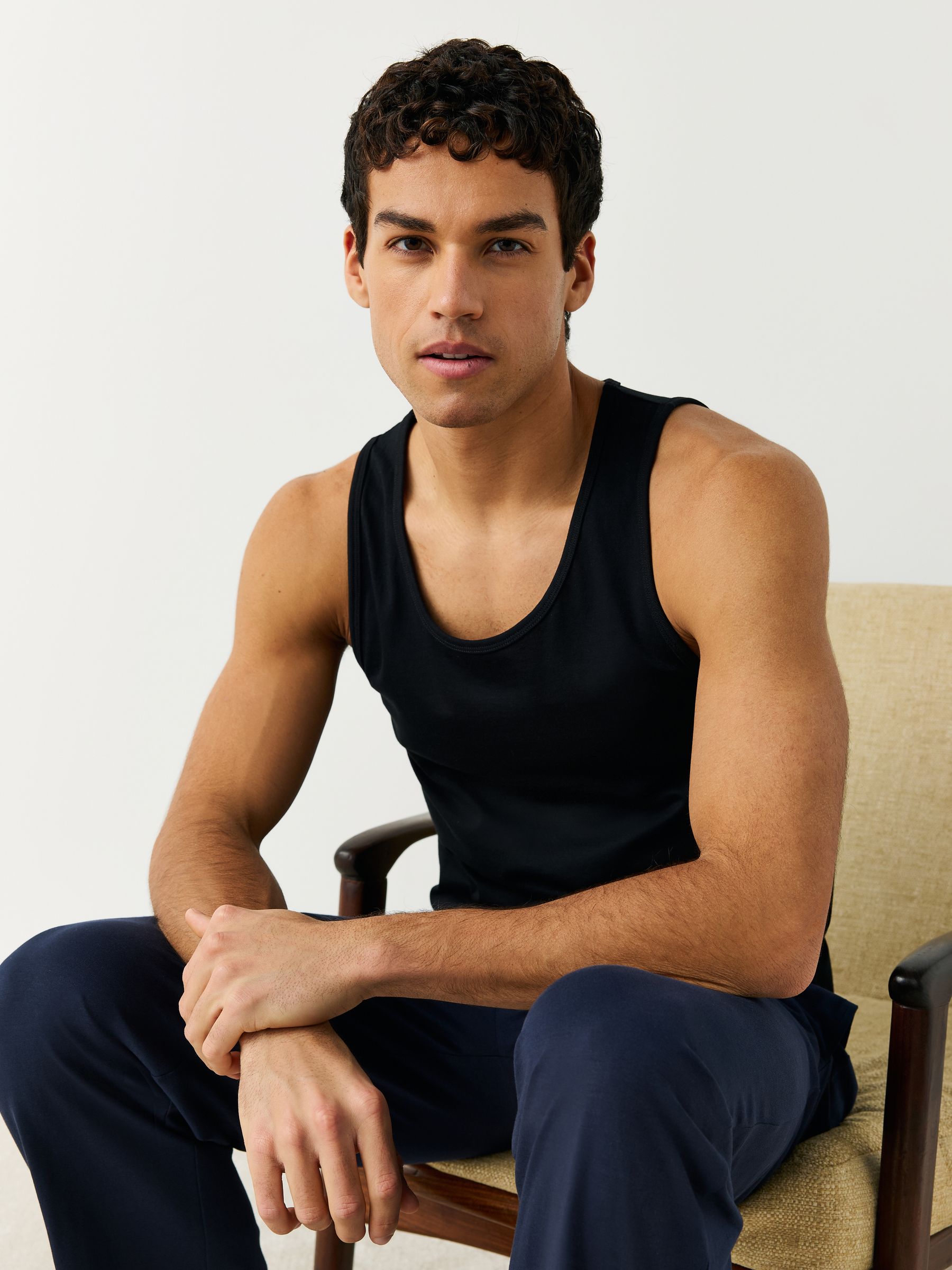 Buy Black Slim Fit Pure 100% Cotton Layering Vests 2 Pack from the Next ...
