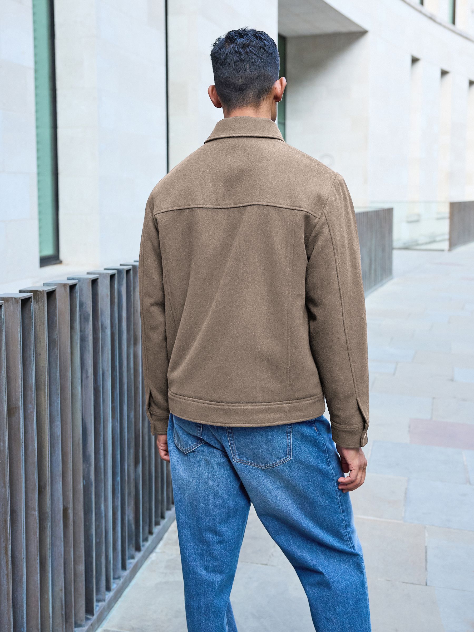 Buy Brown Borg Lined Western Jacket with Wool from the Next UK online shop