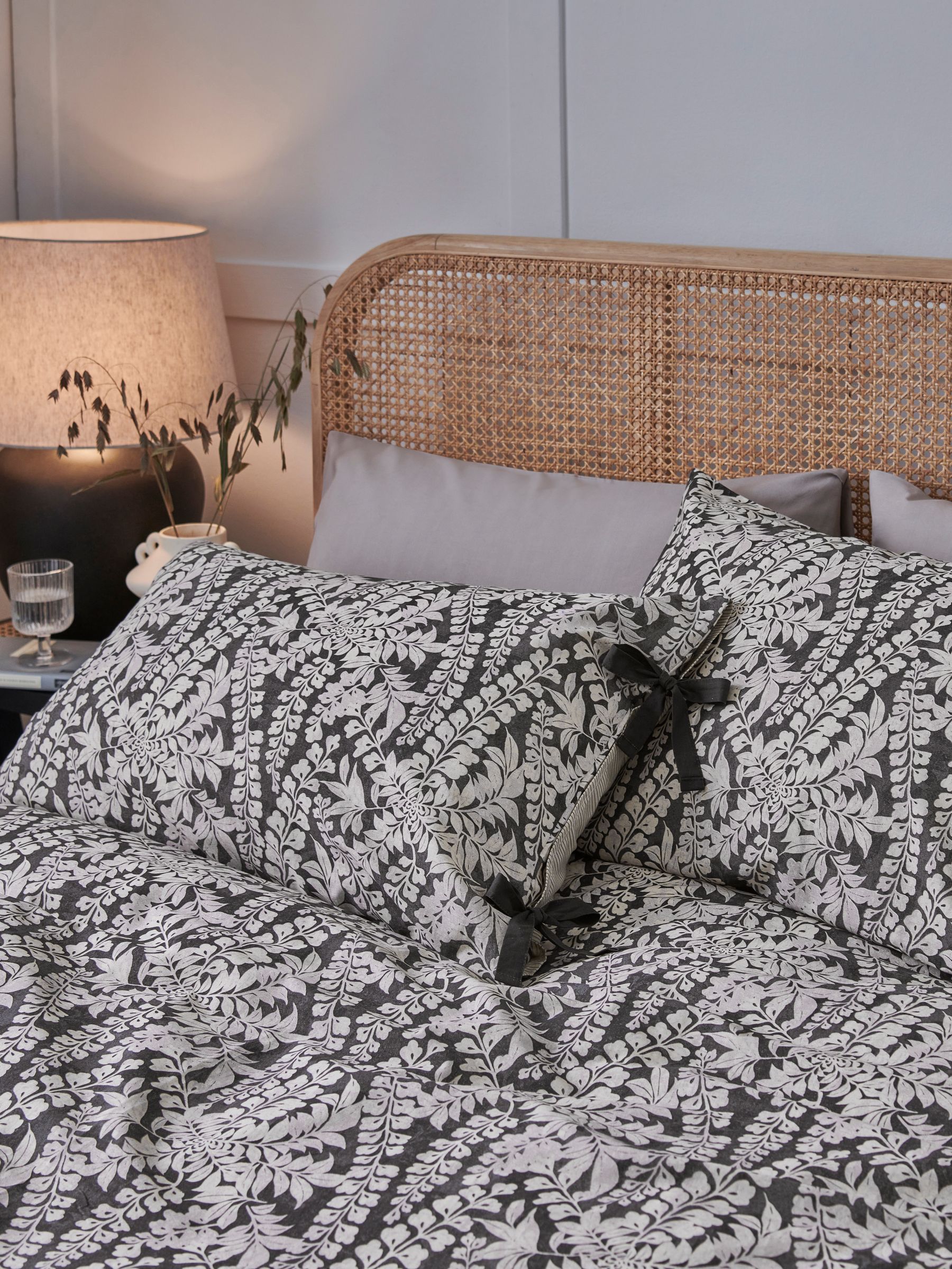 Buy Monochrome Woodblock Reversible 100% Cotton Duvet Cover and ...