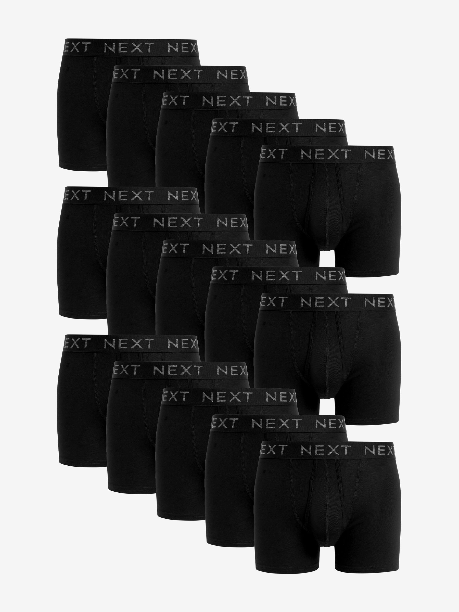Buy Black A-Front Cotton Rich Boxers 15 Pack from Next Saudi Arabia