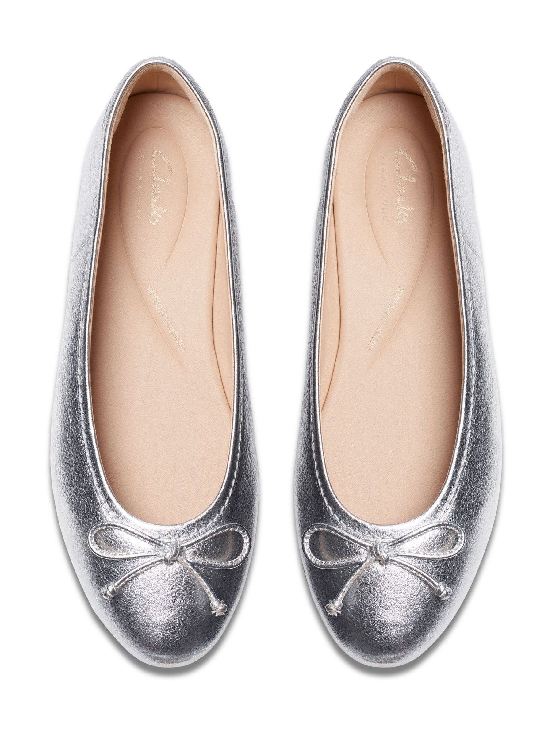 Buy Clarks Silver Standard Fit (D) Leather Fawna Lily Shoes from the ...