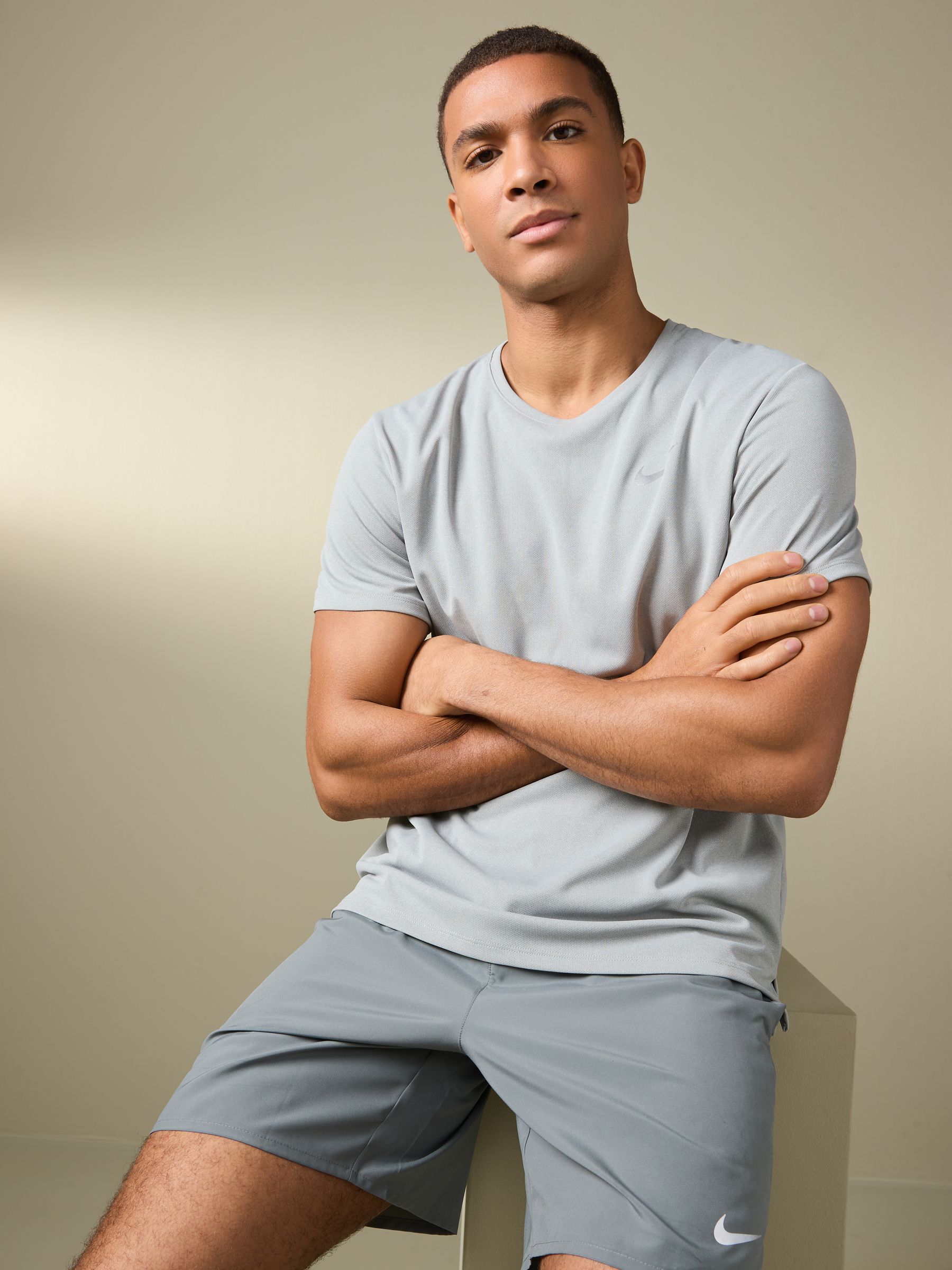 Buy Nike Light Grey Dri-FIT Miler Running T-Shirt from the Next UK ...
