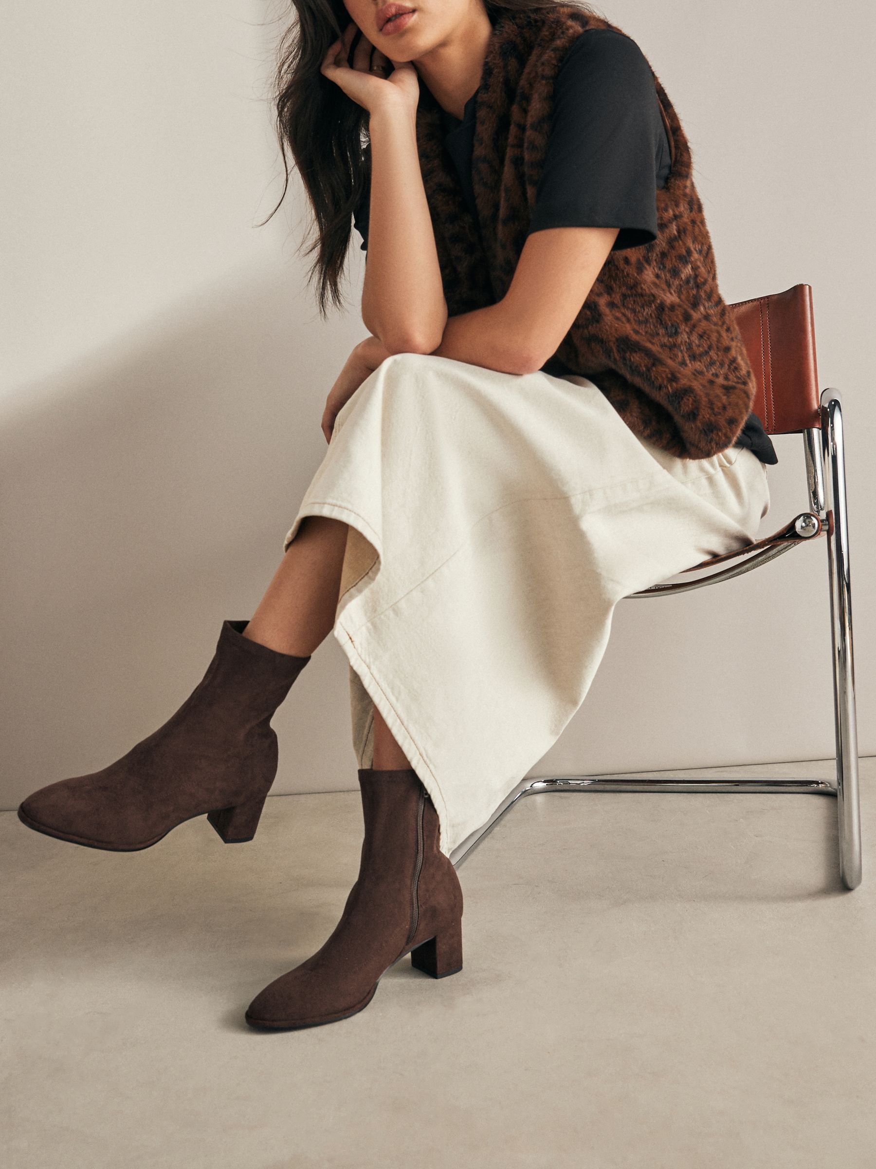 Buy Chocolate Brown Standard/Wide Fit Ankle Sock Boots from Next Australia