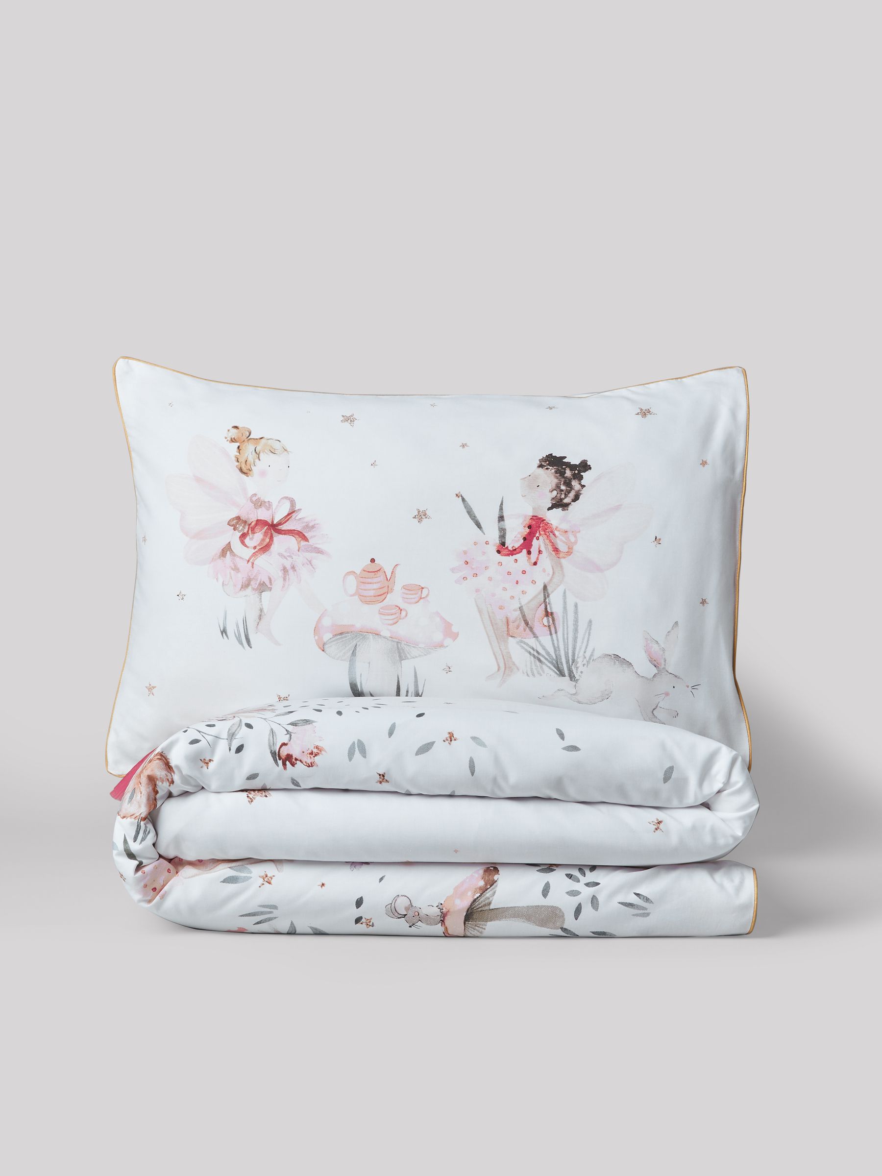 Buy White Fairy Forest Printed Polycotton Duvet Cover and Pillowcase ...