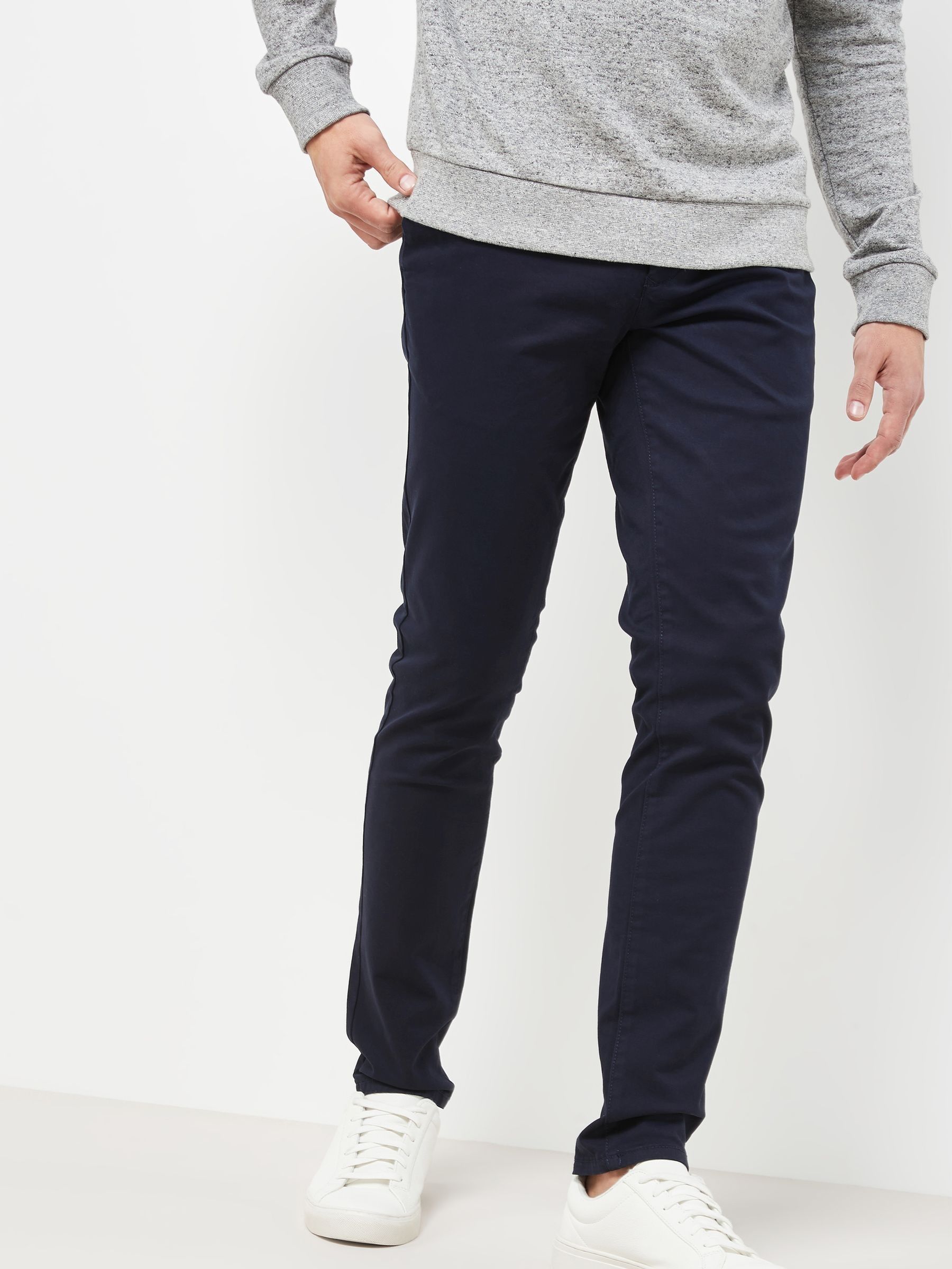 Buy Navy Blue Skinny Fit Stretch Chinos Trousers from the Next UK ...