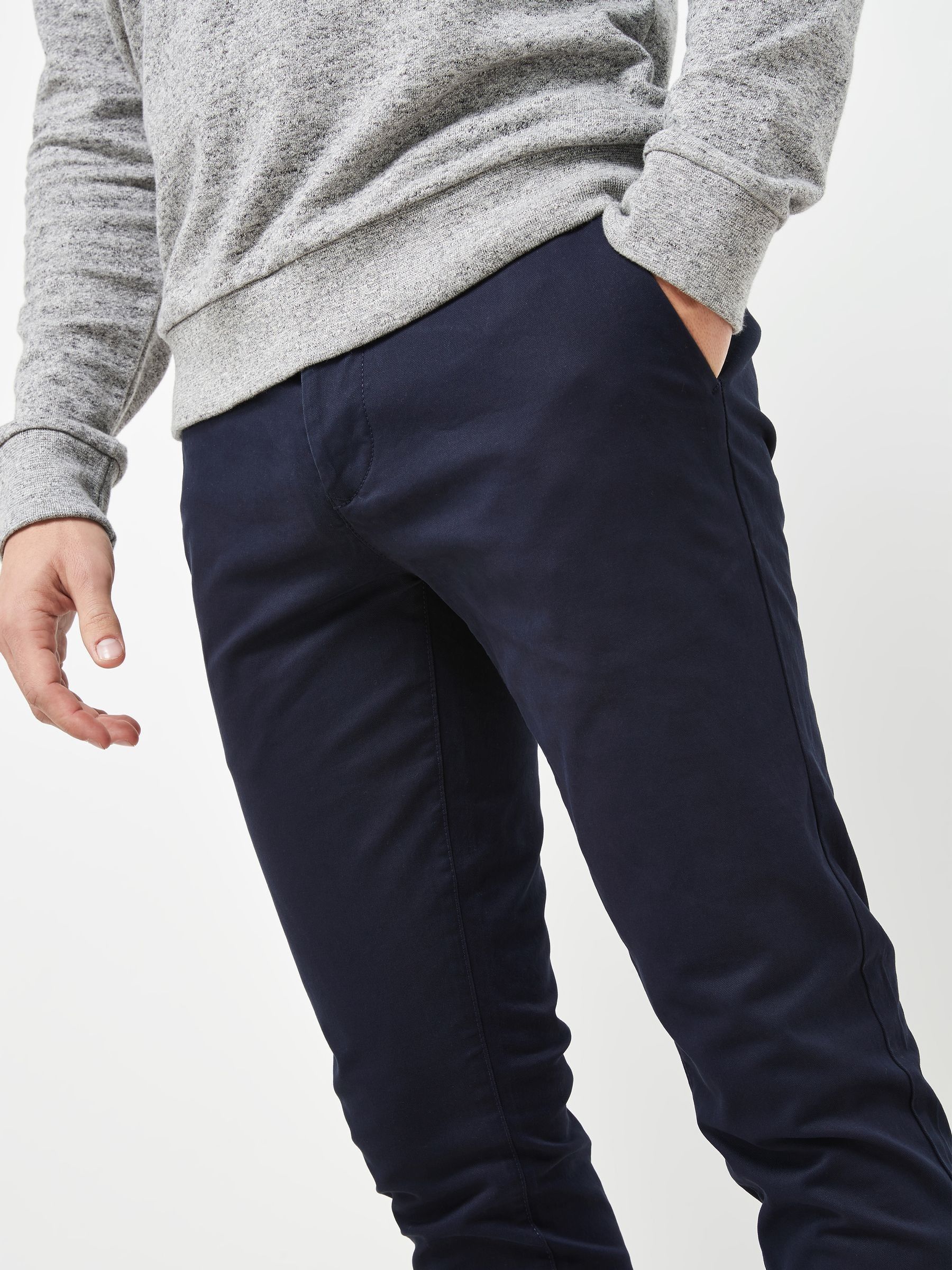 Buy Navy Blue Skinny Fit Stretch Chinos Trousers from the Next UK ...