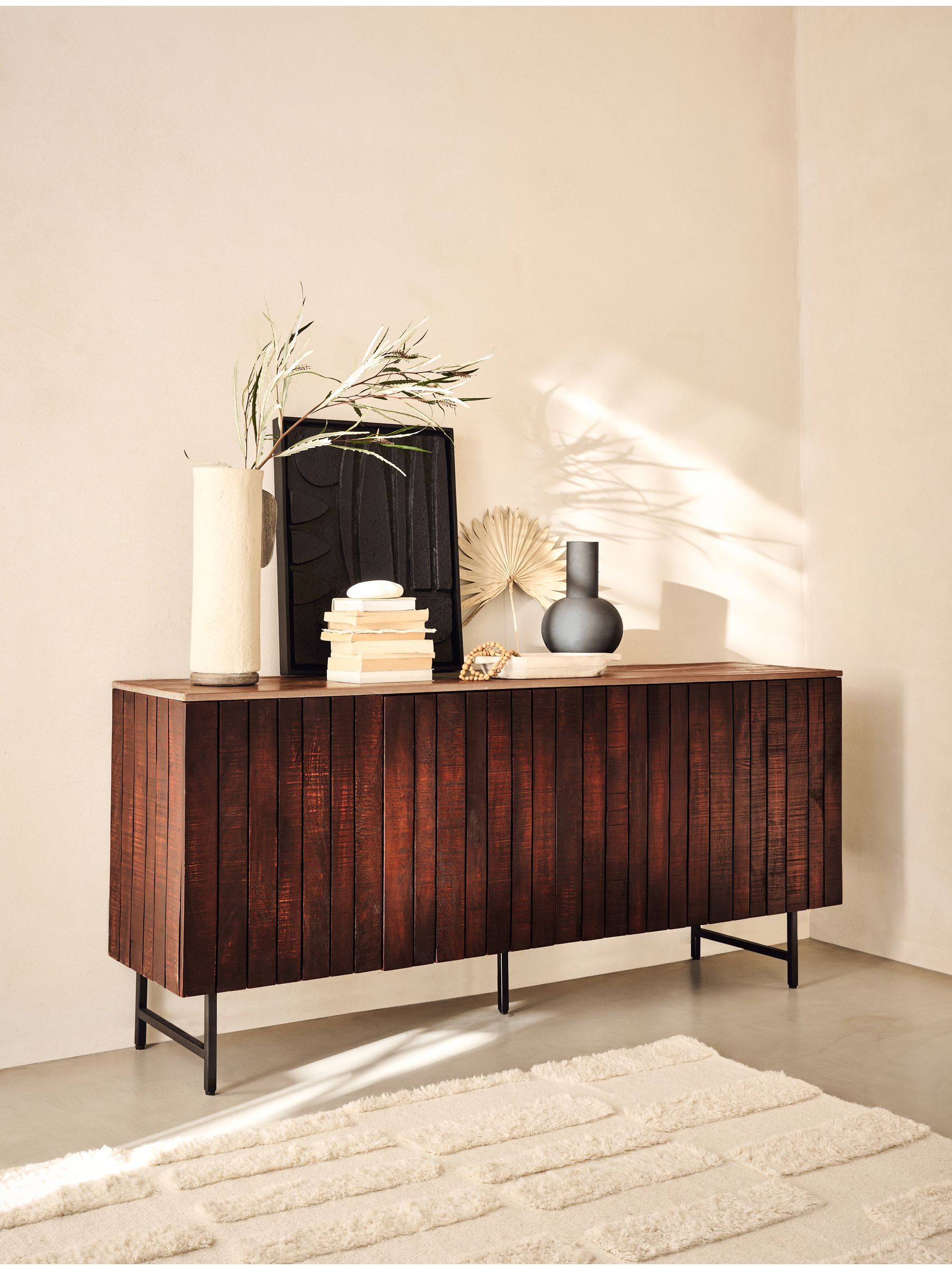 Buy French Connection Slatted Mango Wood and Concrete Effect Top Large ...