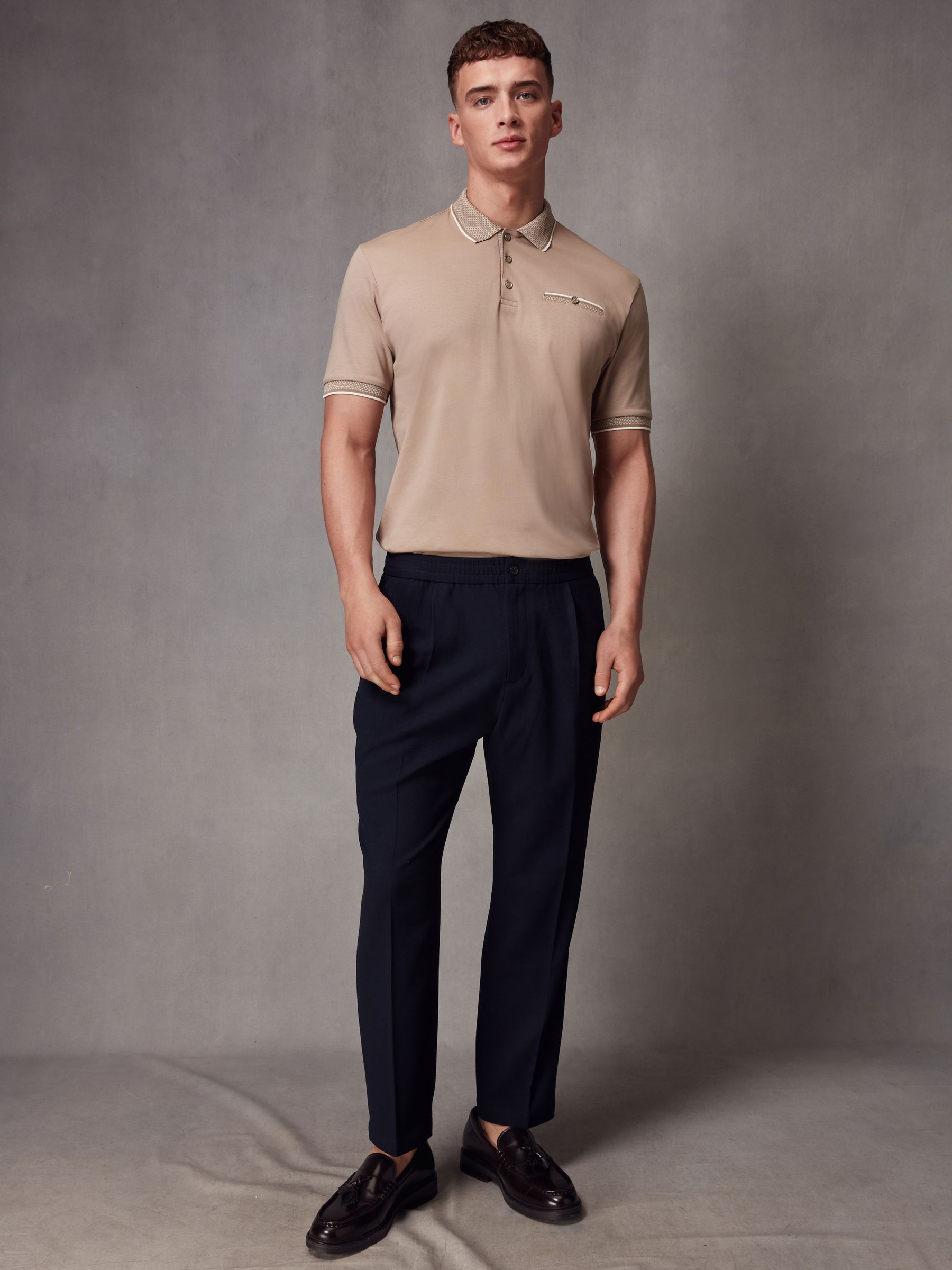 Buy Neutral Short Sleeve Smart Collar Polo Shirt from Next Ireland