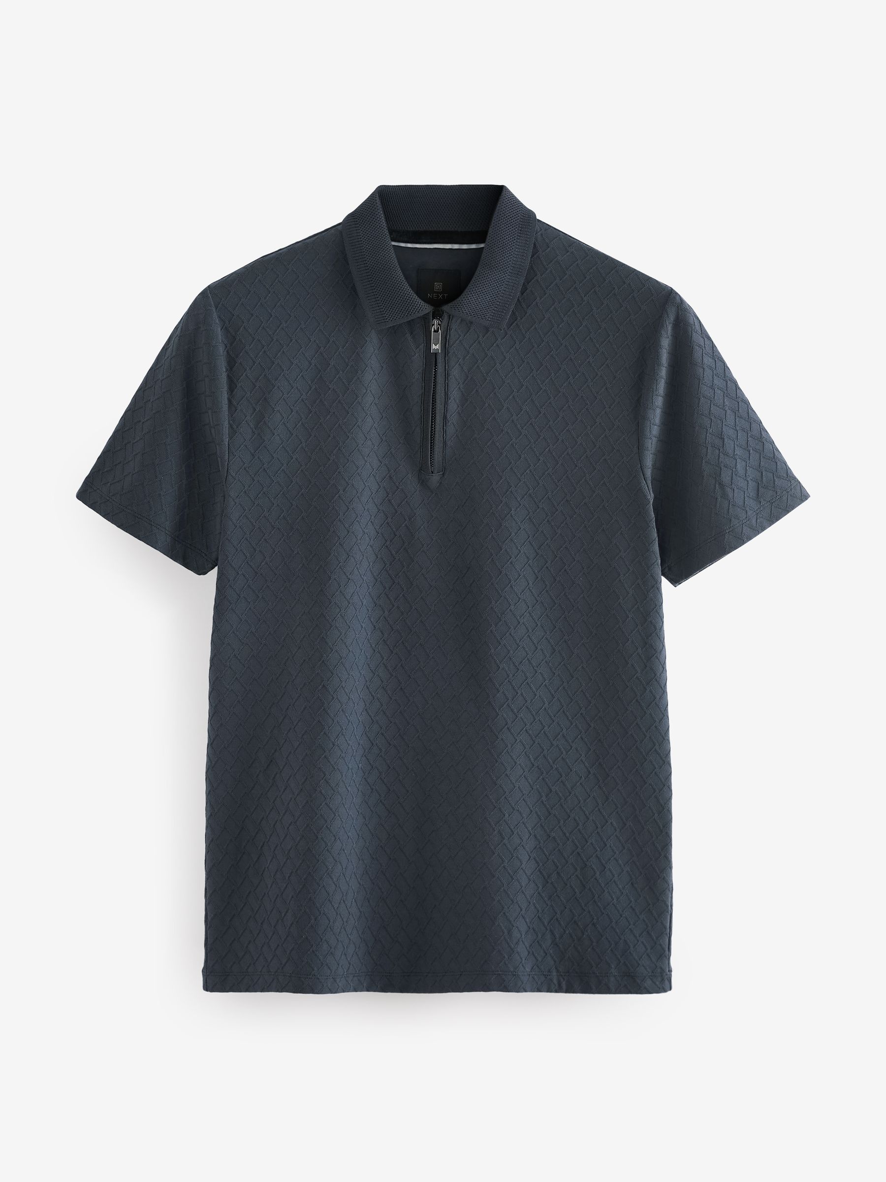 Buy Dark Charcoal Grey Slim Fit Smart Quarter Zip Polo Shirt from the ...