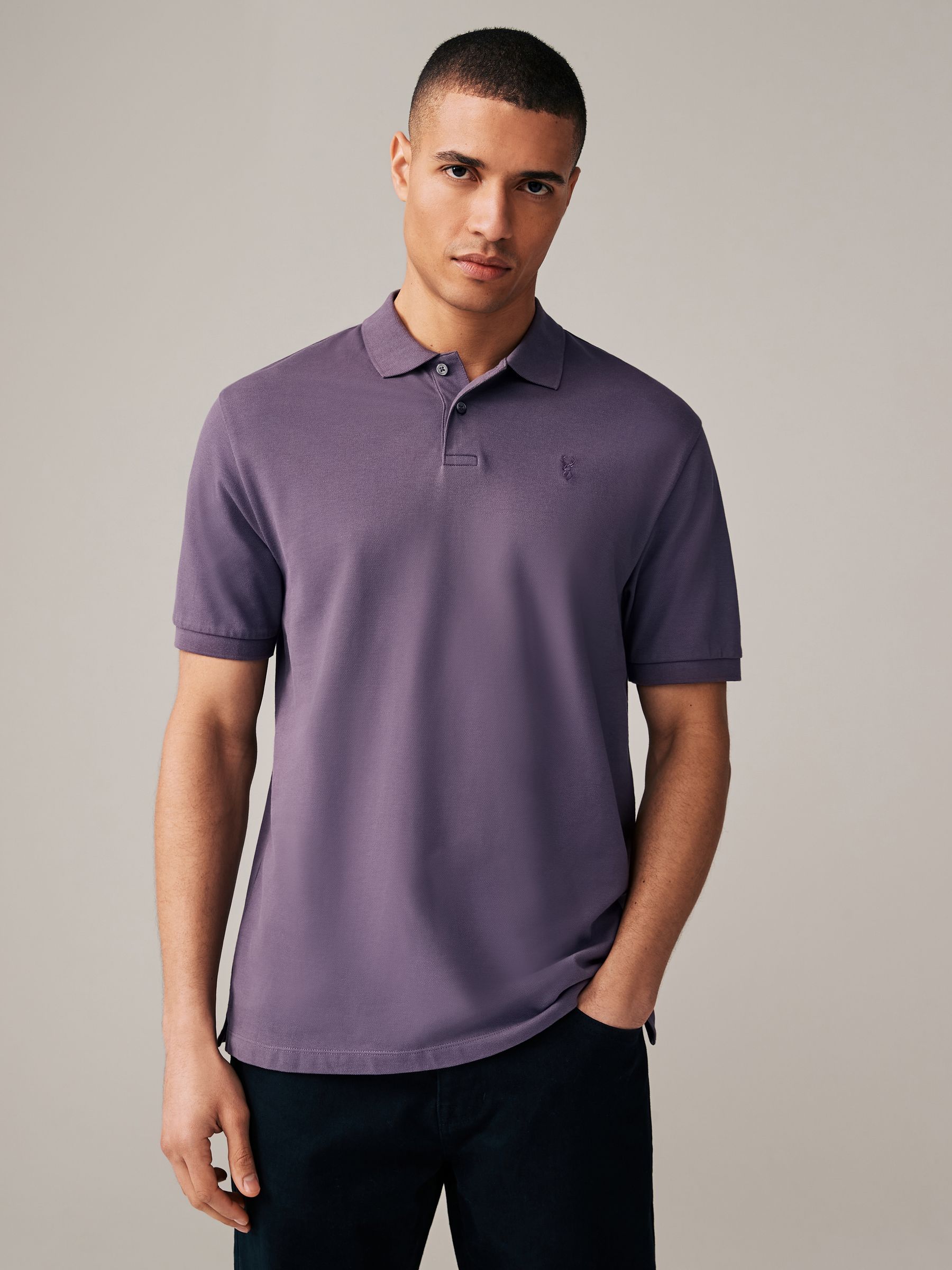Buy Purple Regular Fit Short Sleeve Pique Polo Shirt from Next Ireland