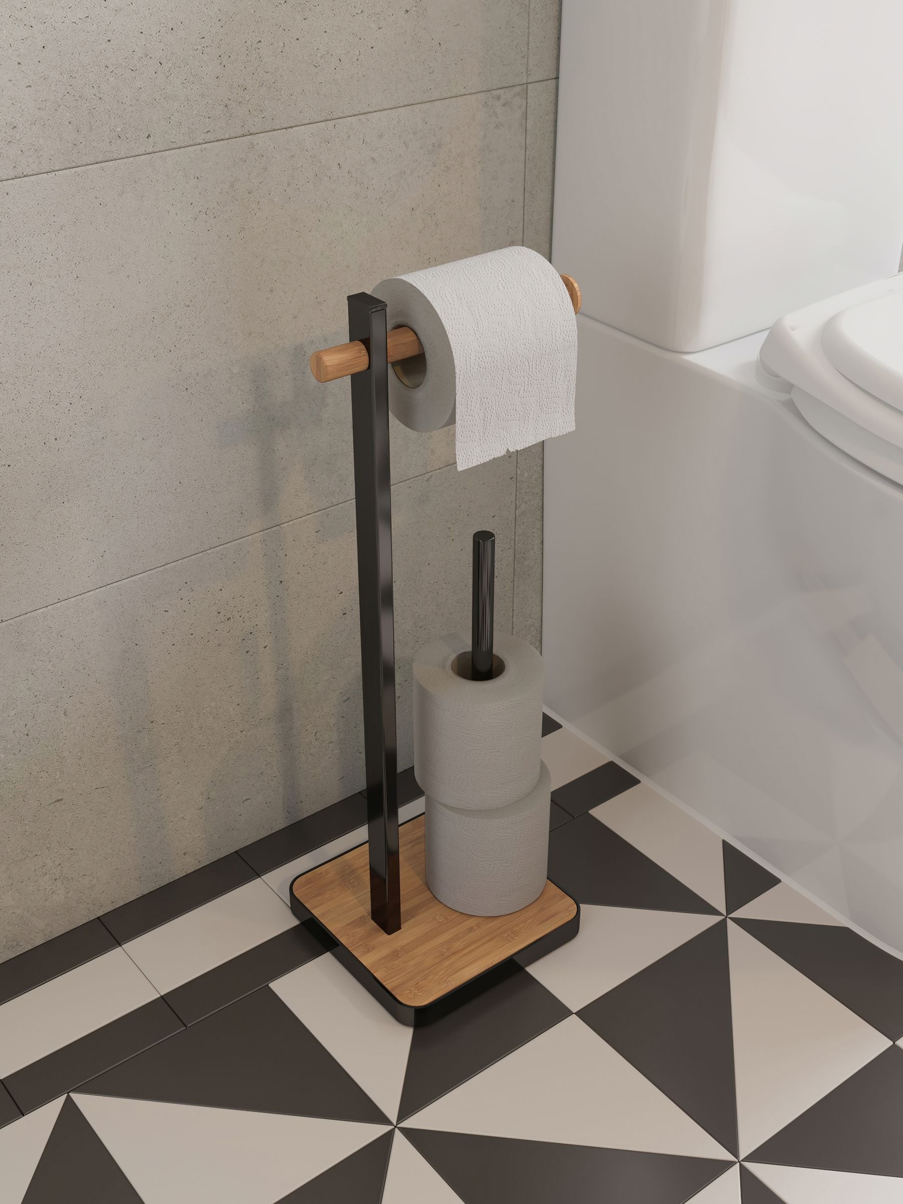 Buy Croydex Freestanding Black Bamboo Toilet Roll Holder from the Next UK online shop