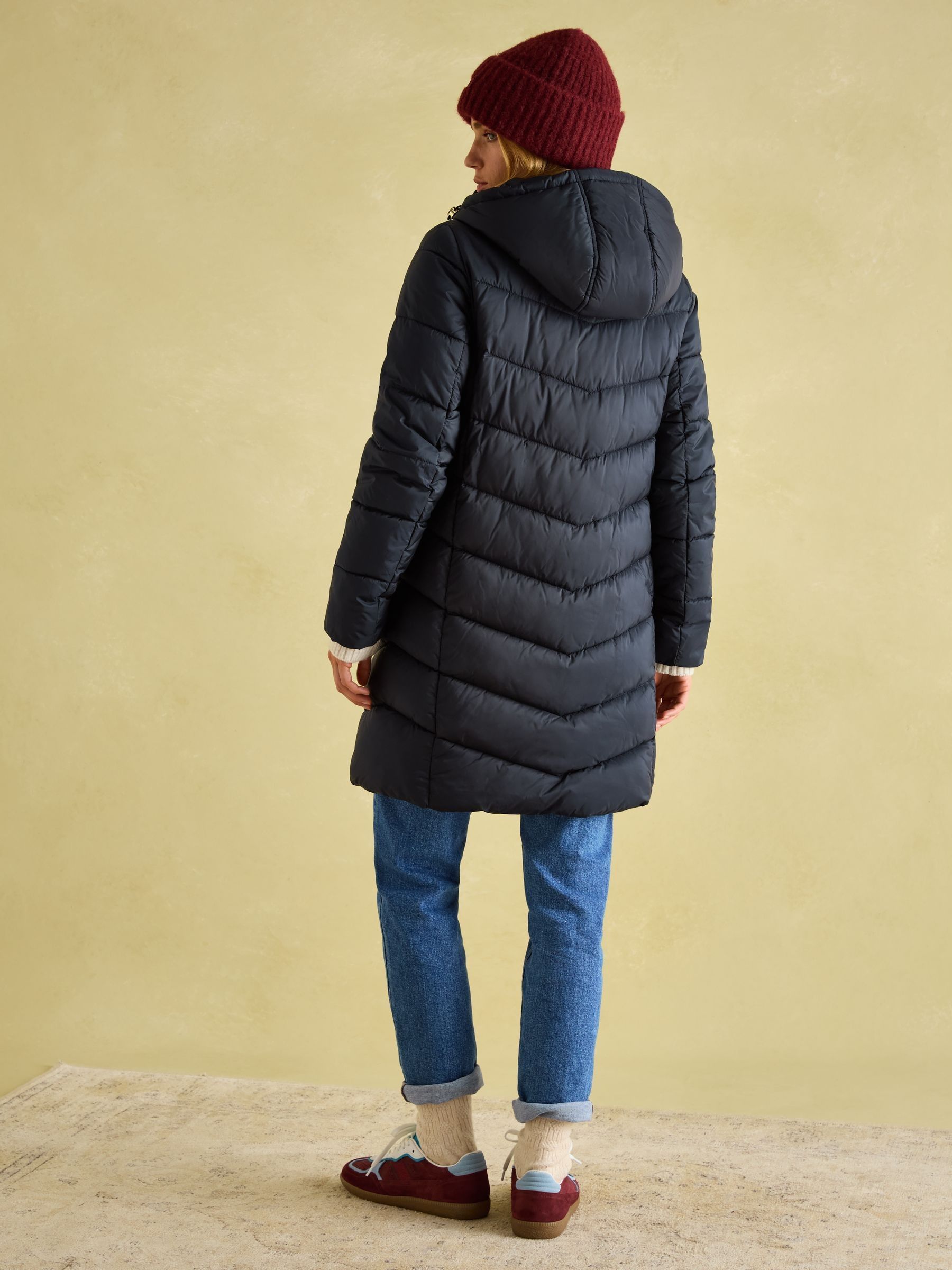 Buy Joules Moorsdale Navy Mid Length Showerproof Padded Coat from the ...