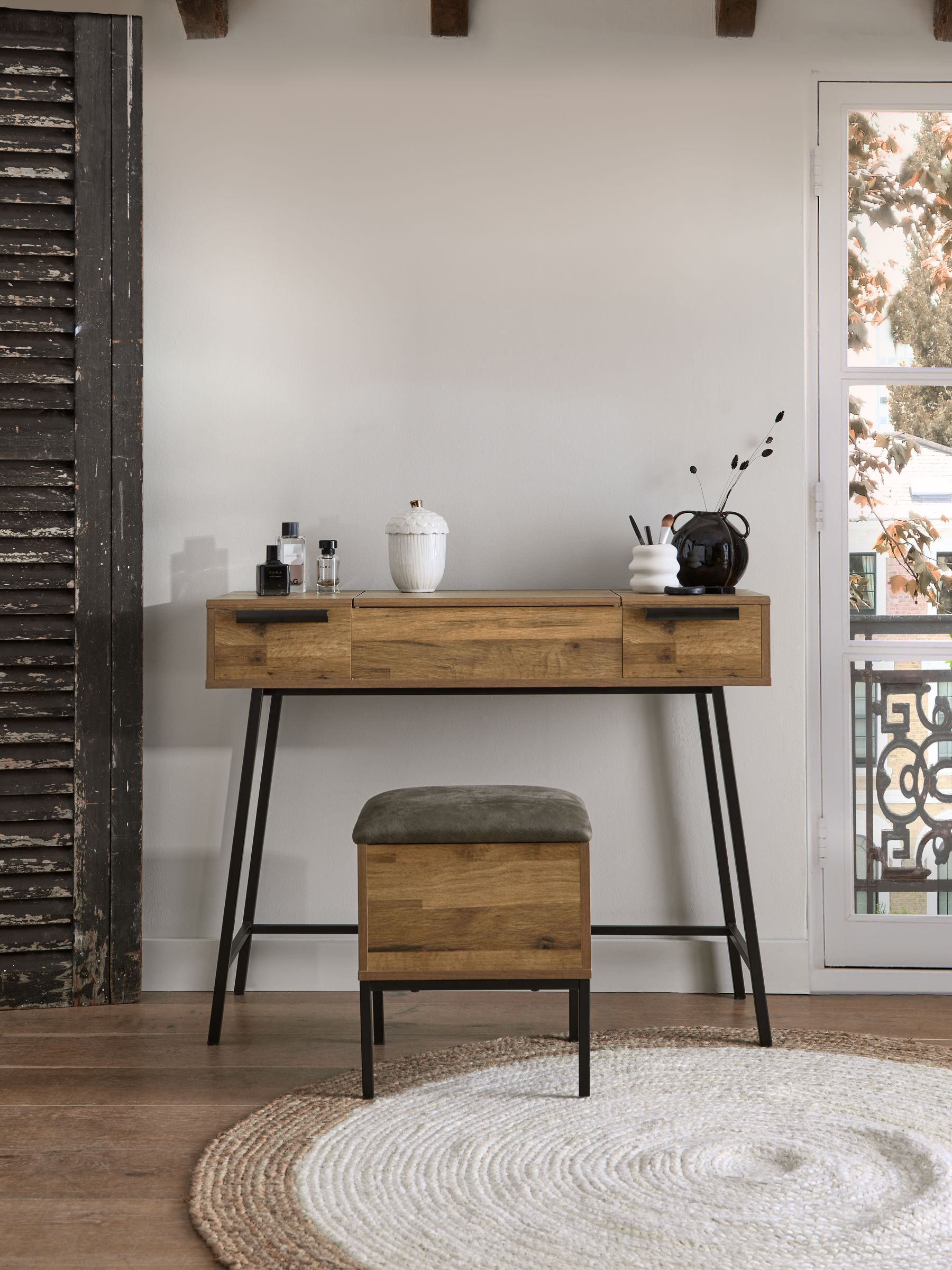 Buy Dark Bronx Oak Effect Extra Large Dressing Table from the Next UK ...